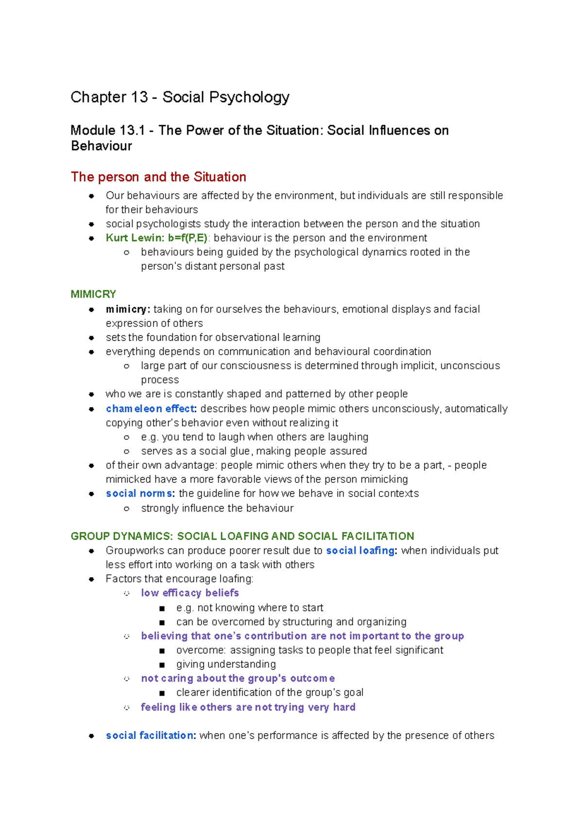 PSY100H1 UTSG Reading Notes Module 13.1 - The Power of the Situation ...