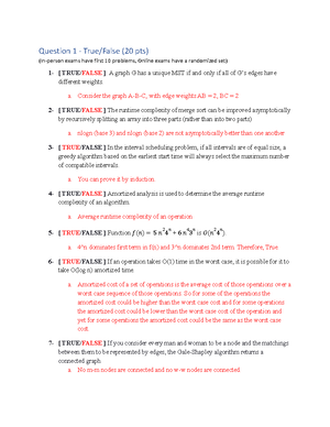 CS570 Exam 2 Spring 2022 Solutions + Rubric - CS570 Spring2022: Analysis of Algorithms Exam II ...