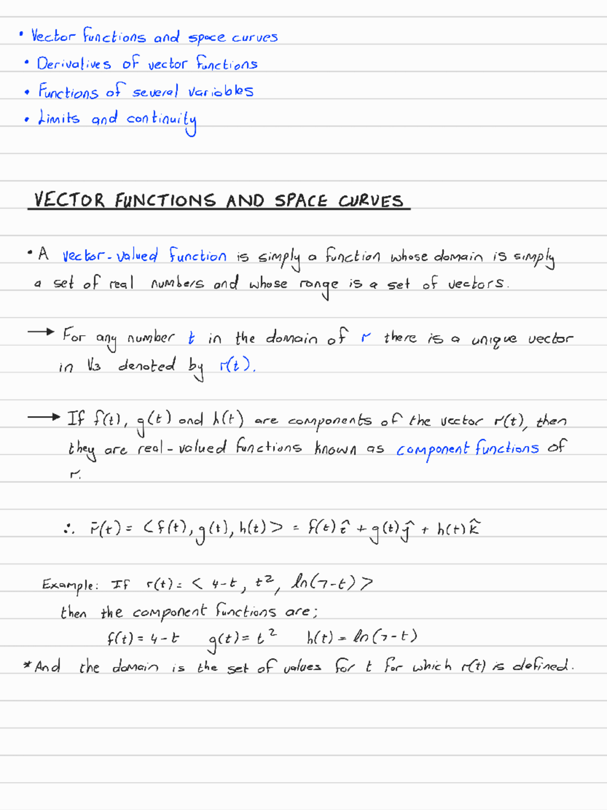vector functions and space curves - WTW 164 - Studocu