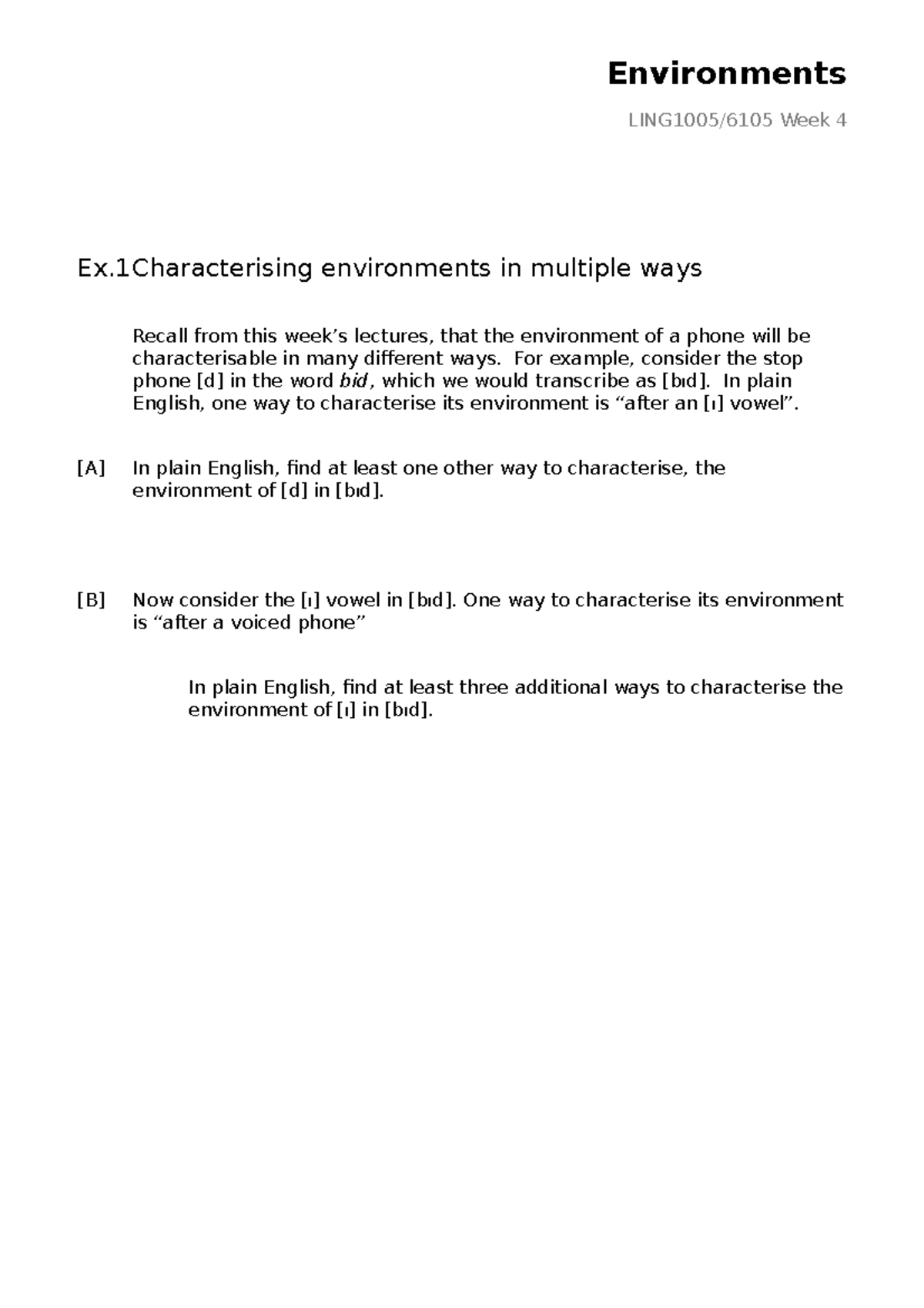 LING1005-Week04 - Tutorial Work for Week 04 - LING1005/6105 Week 4 Ex ...
