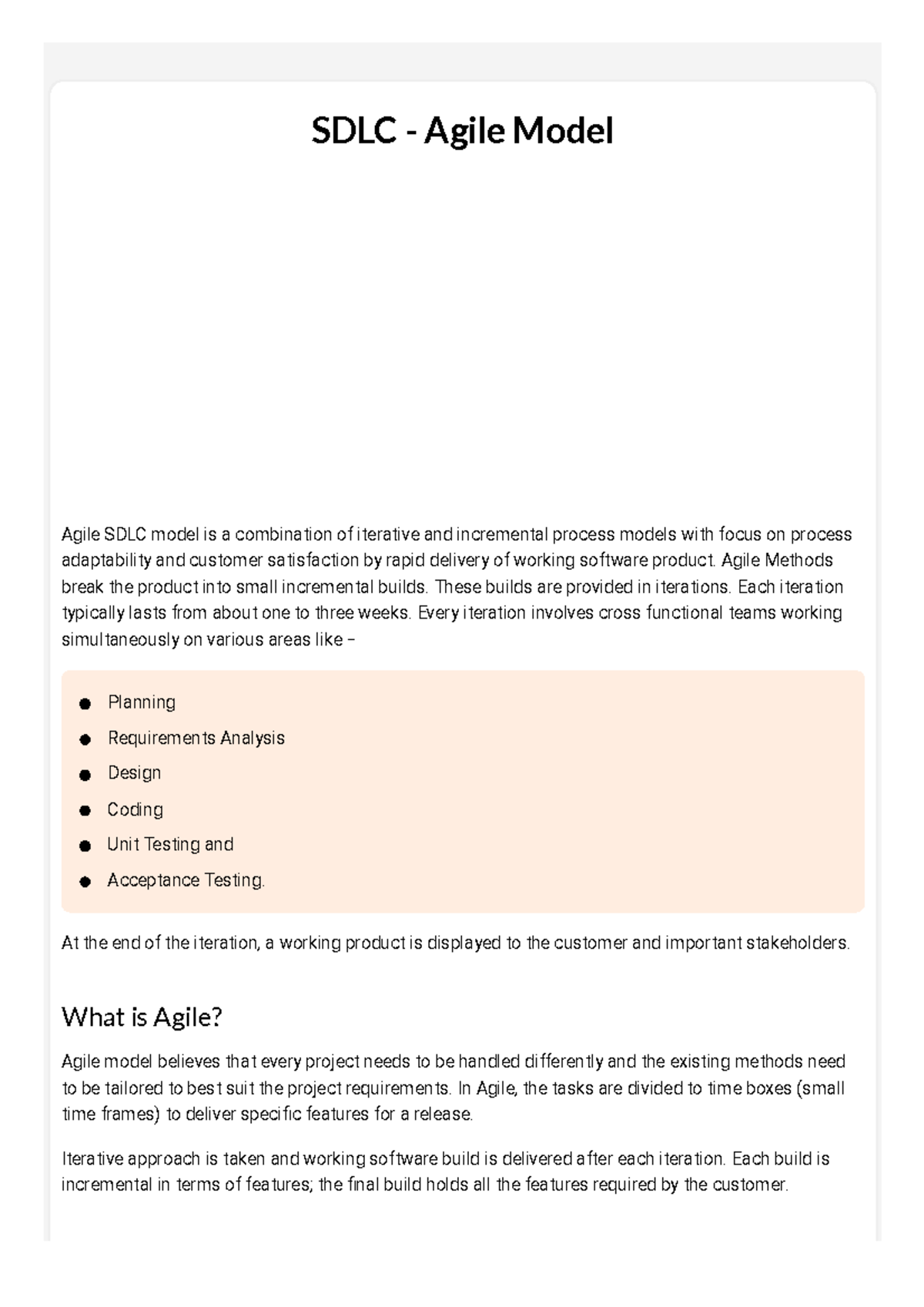SDLC - Agile Model - ... - SDLC - Agile Model Agile SDLC model is a ...