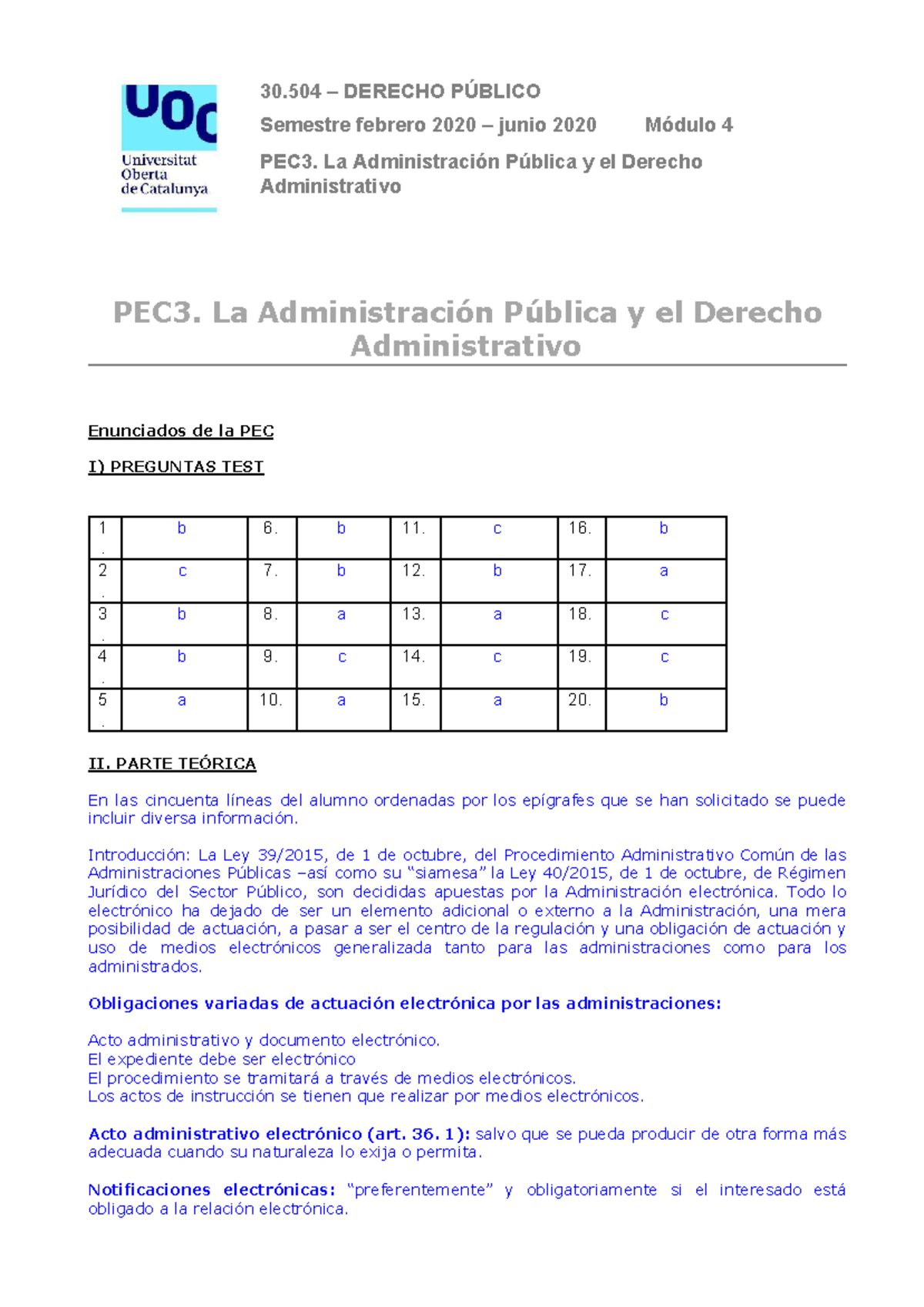 30504 Solpec 3 2019 2 - Solución de la PEC 3 de Derecho Público publicada por el profesor - 30 ...