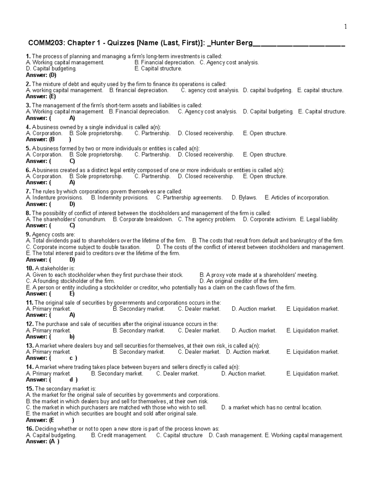 COMM203 - Chapter 1 (Quizzes - Questions) - COMM203: Chapter 1 - Quizzes [Name (Last, First ...