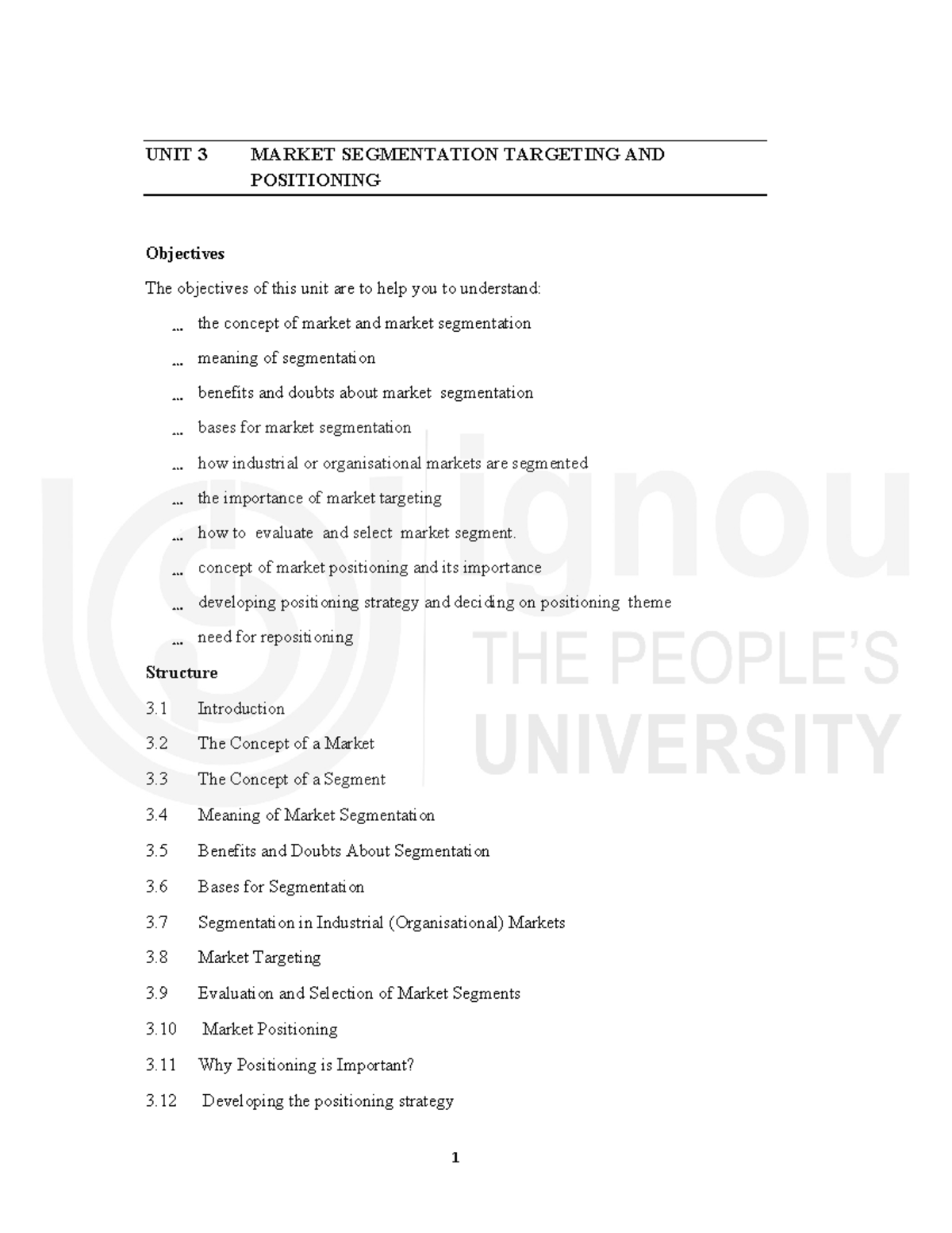 Market Segmentation Targeting AND Positioning - UNIT 3 MARKET SEGMENTATION TARGETING AND ...