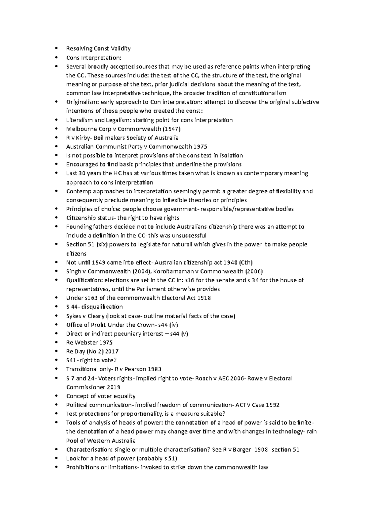 Con Class Notes - Resolving Const Validity Cons Interpretation: Several ...