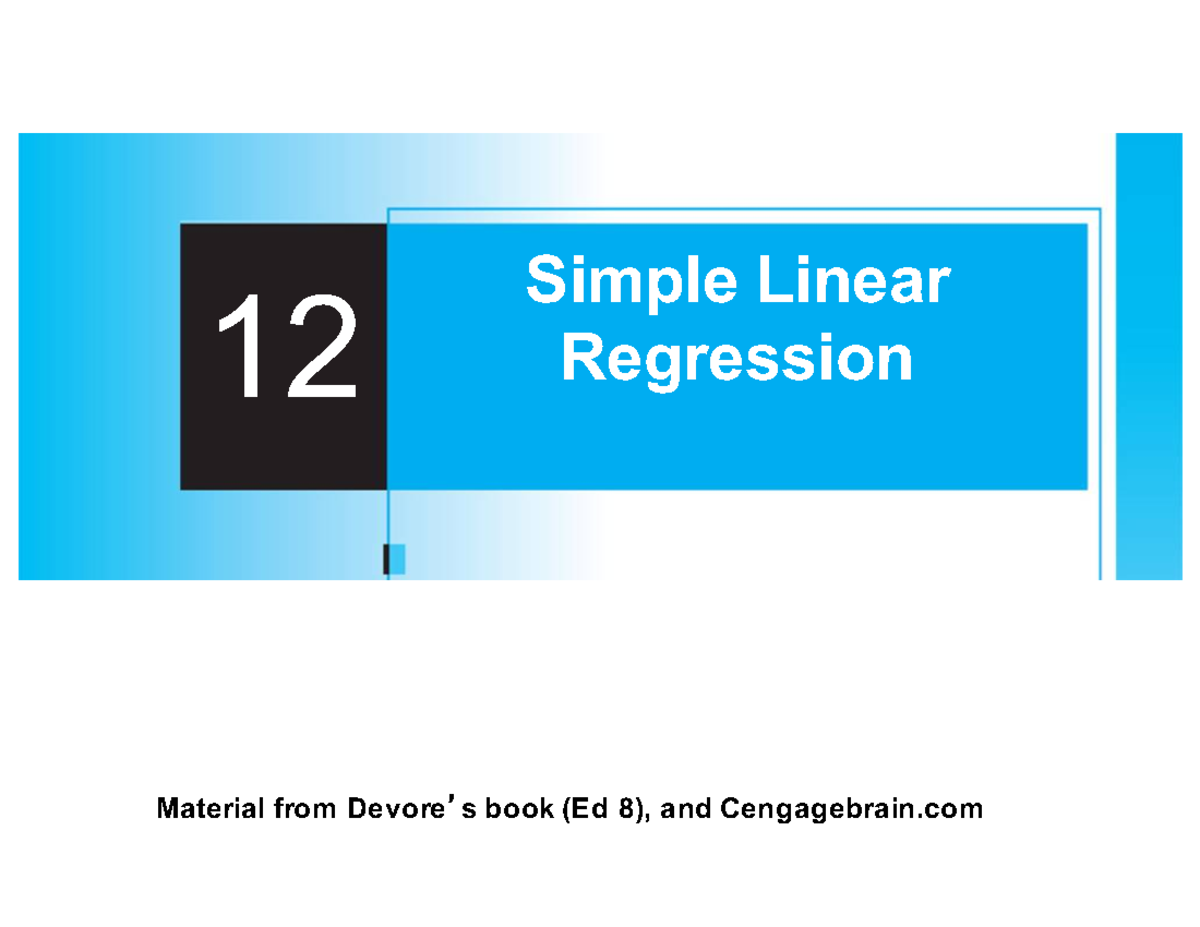 Econometrics Linear Regression 12 Simple Linear Regression Material From Devores Book Ed 8
