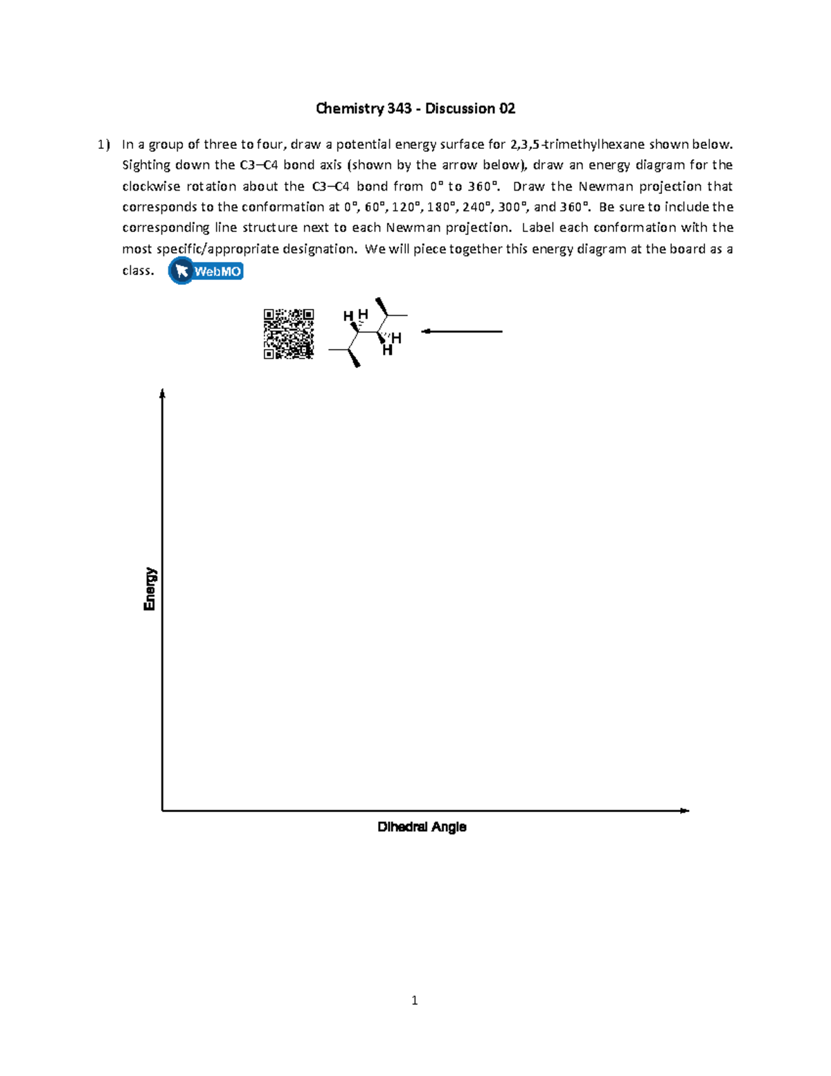 Chem 343 Discussion 02 - Chemistry 343 - Discussion 02 In a group of ...