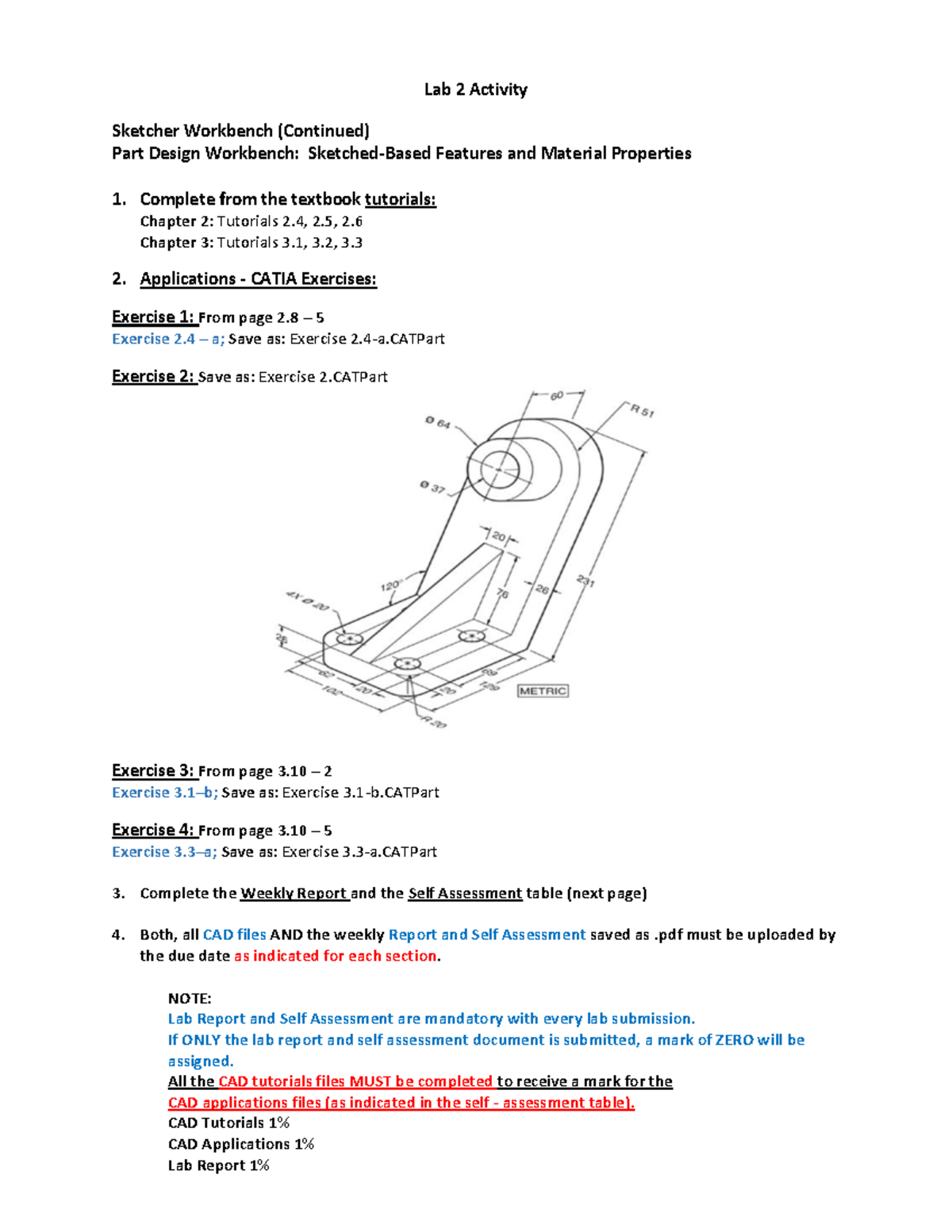 Lab #2 - Study Guide - Lab 2 Activity Sketcher Workbench (Continued) Part Design Workbench ...