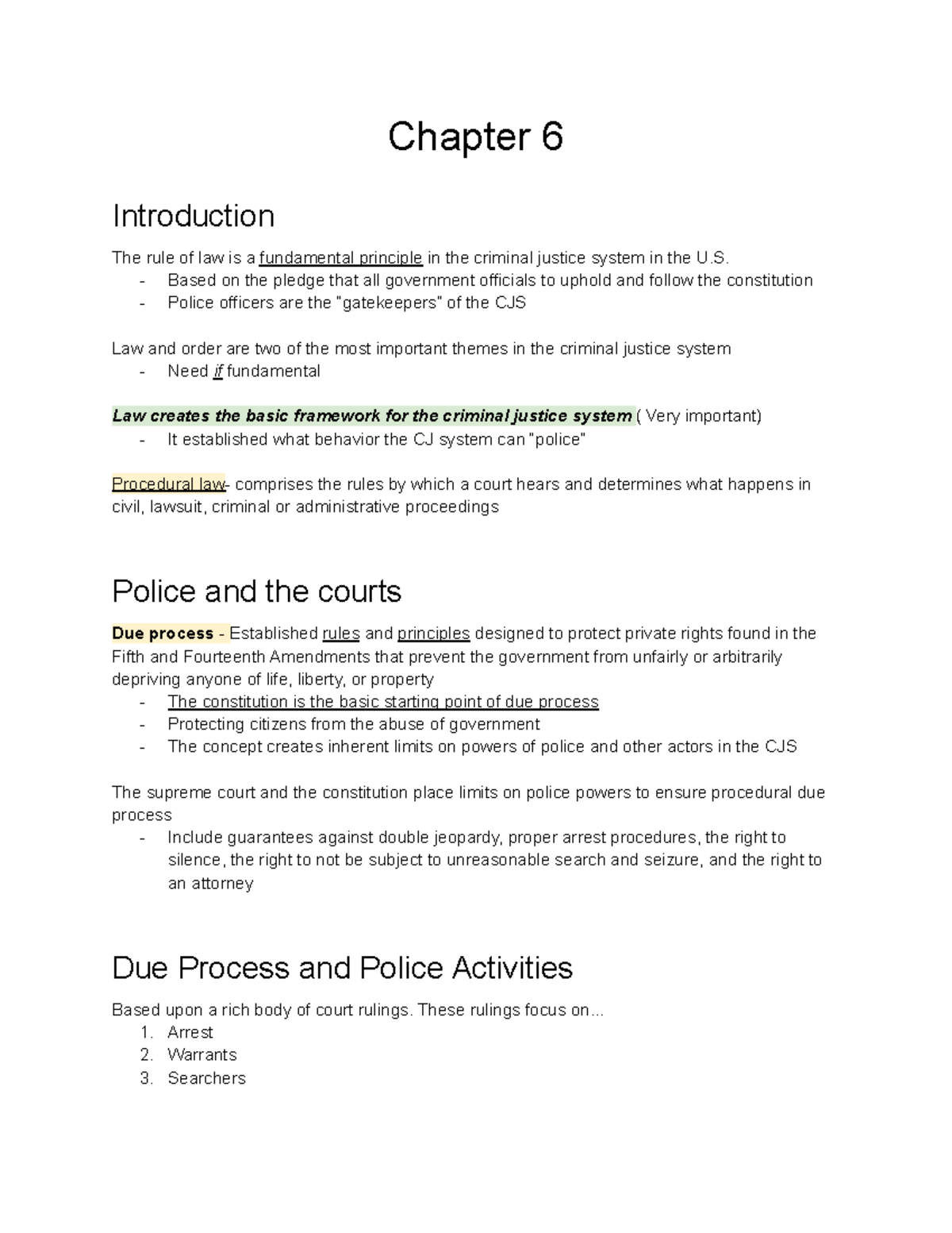CJS.105.02 Chapter 6 summary - Chapter 6 Introduction The rule of law ...