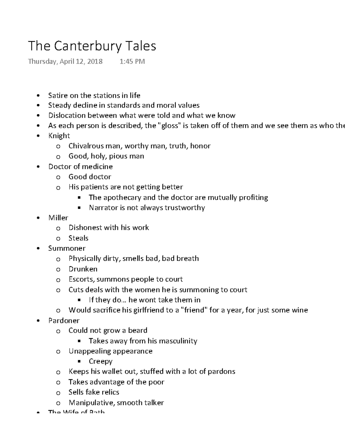 The Canterbury Tales - notes - Warning: TT: undefined function: 32 ...
