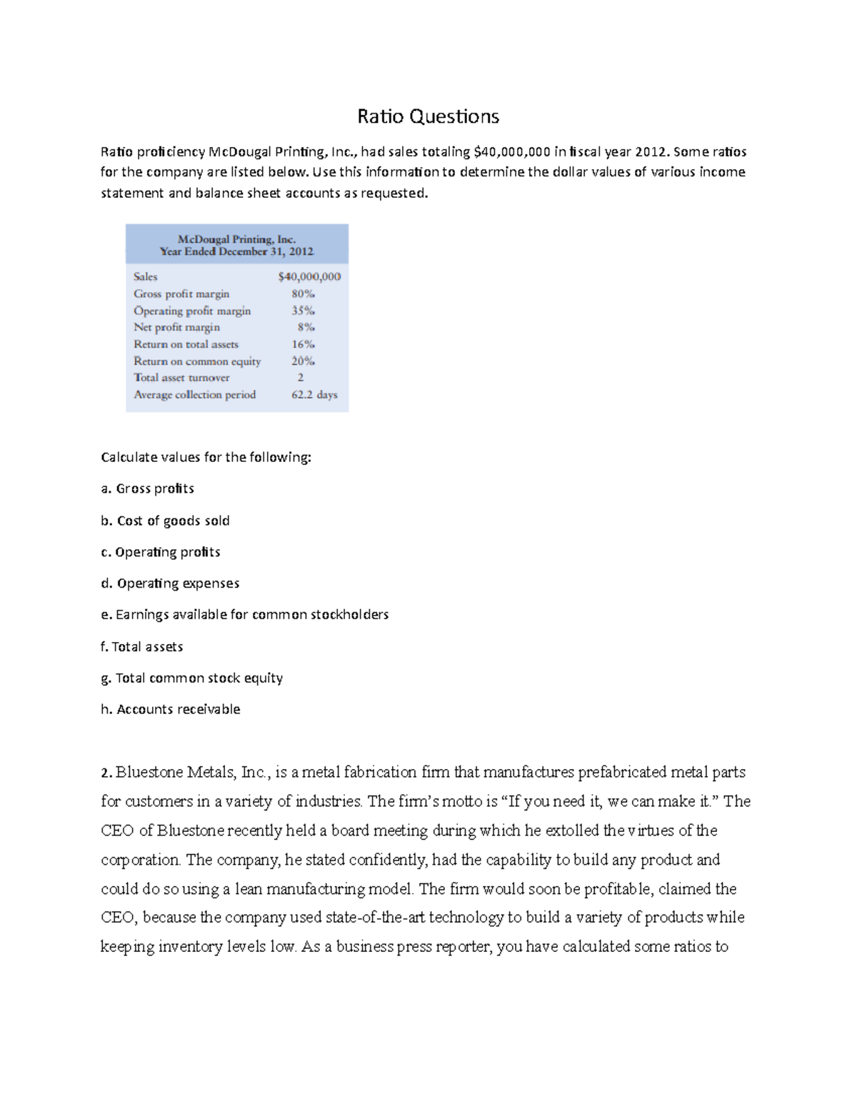 Ratios Questions Basic. College Level - Engineering Mathematics - UWI ...