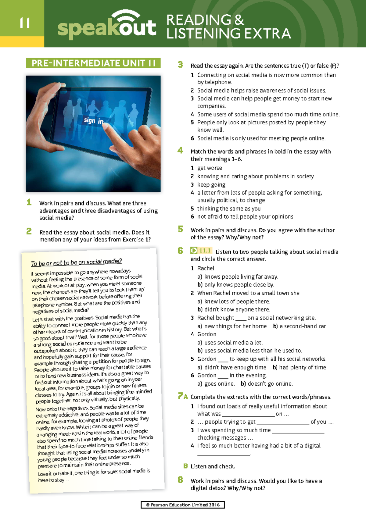 SO 2ND ED PIN READ Extra U11 - 11 © Pearson Education Limited 2016 ...