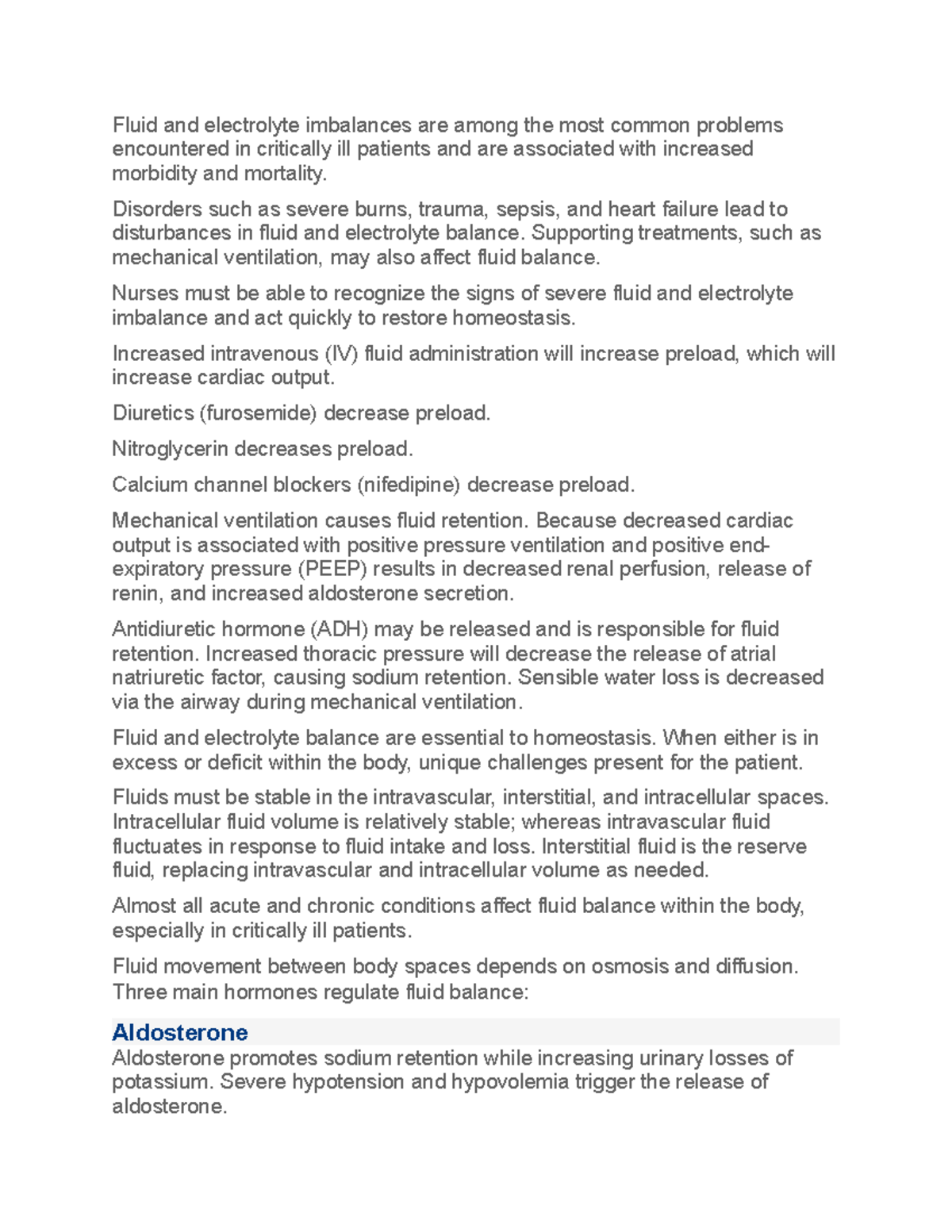 Complex Fluid Balance Alterations - Fluid and electrolyte imbalances ...