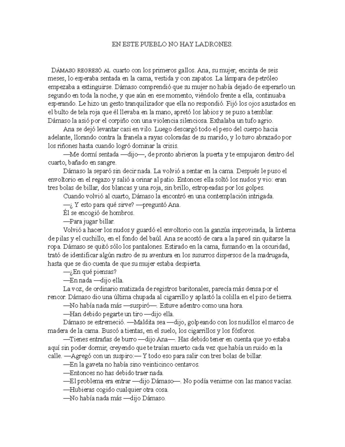 EN ESTE Pueblo NO HAY Ladrones - EN ESTE PUEBLO NO HAY LADRONES. DÁMASO ...