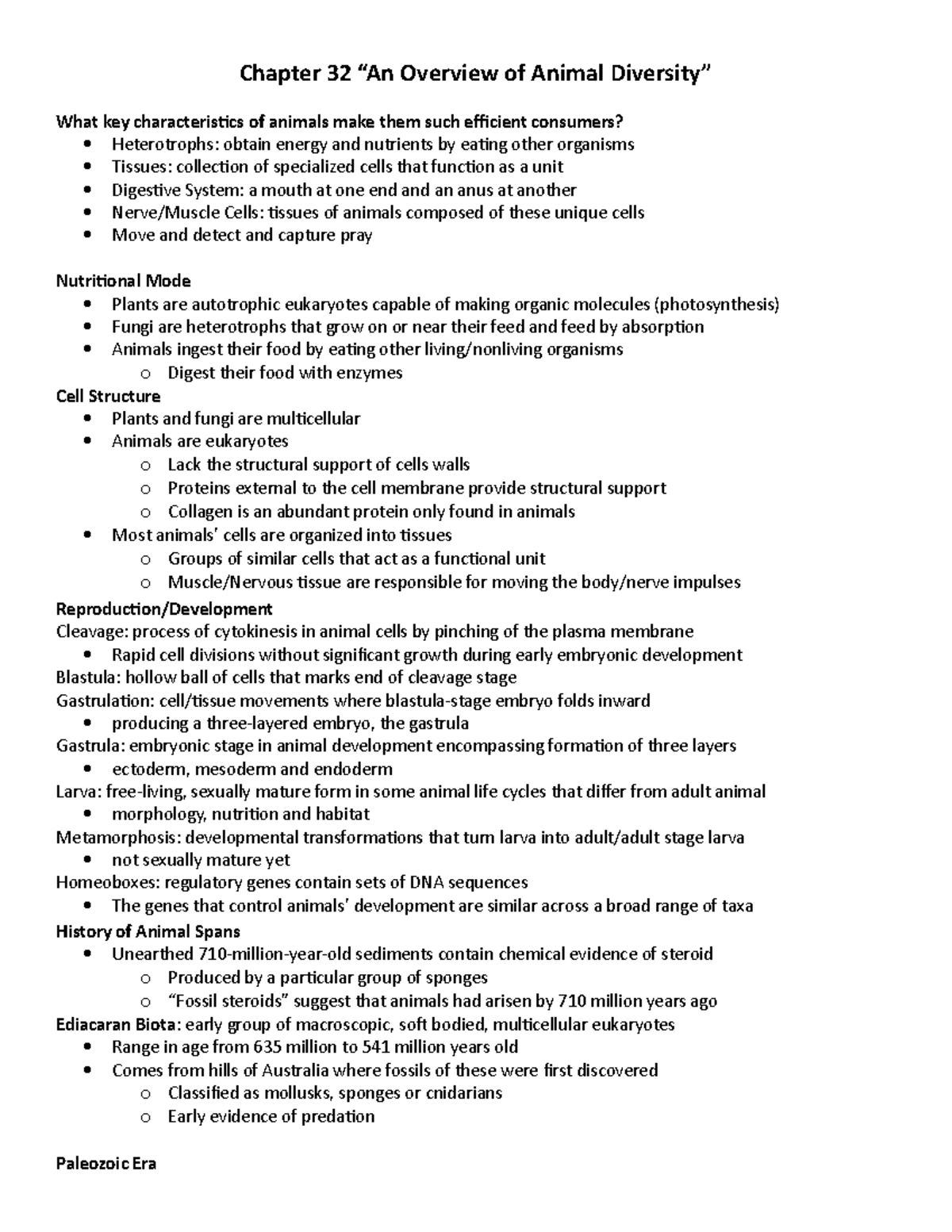 Chapter 32 Biology - Chapter 32 “An Overview of Animal Diversity” What ...