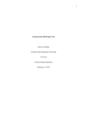 CYB-220 6-2 Project Two Bryson Aldridge - October 8, 2023 Southern New ...