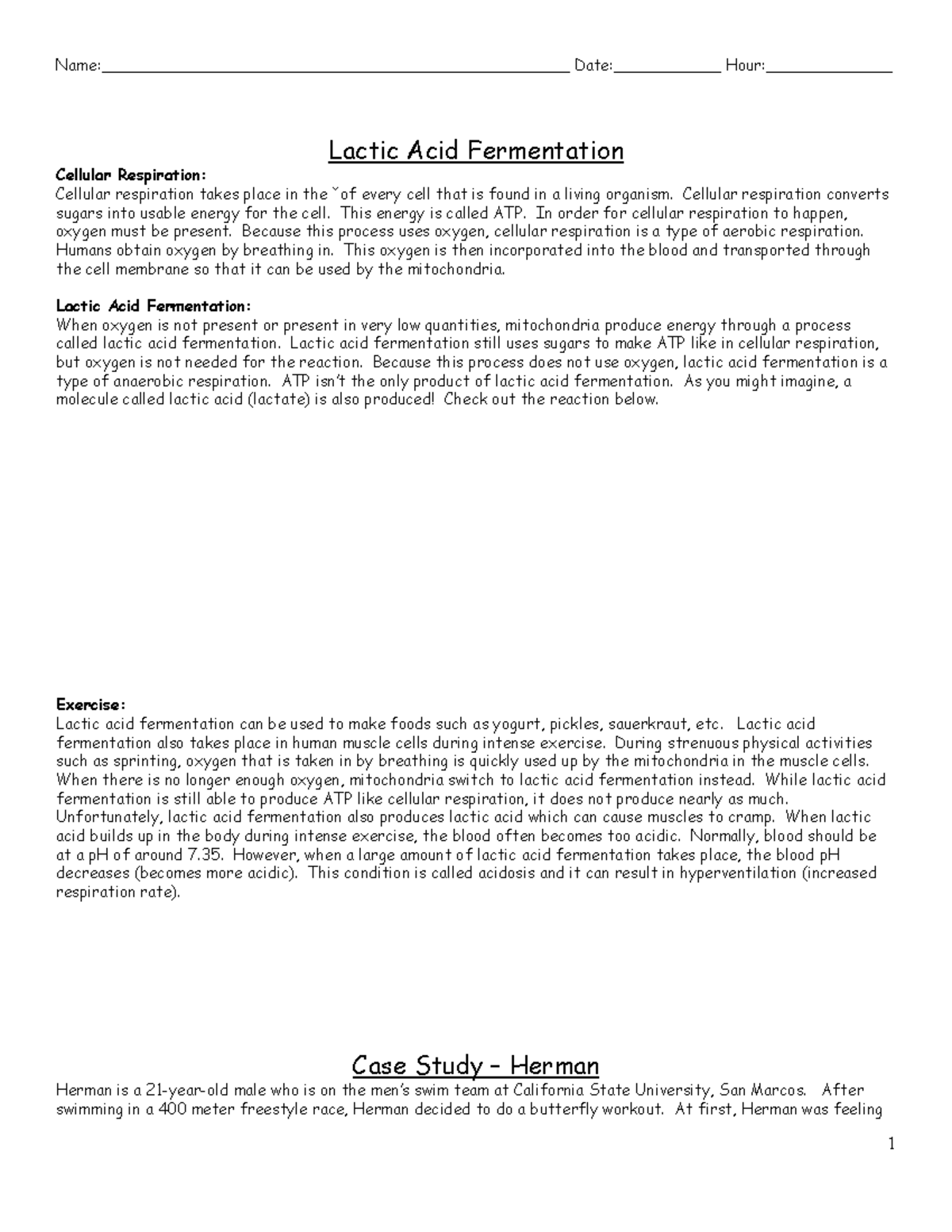 Lactic acid fermentation 2014 2015 - Lactic Acid Fermentation Cellular ...