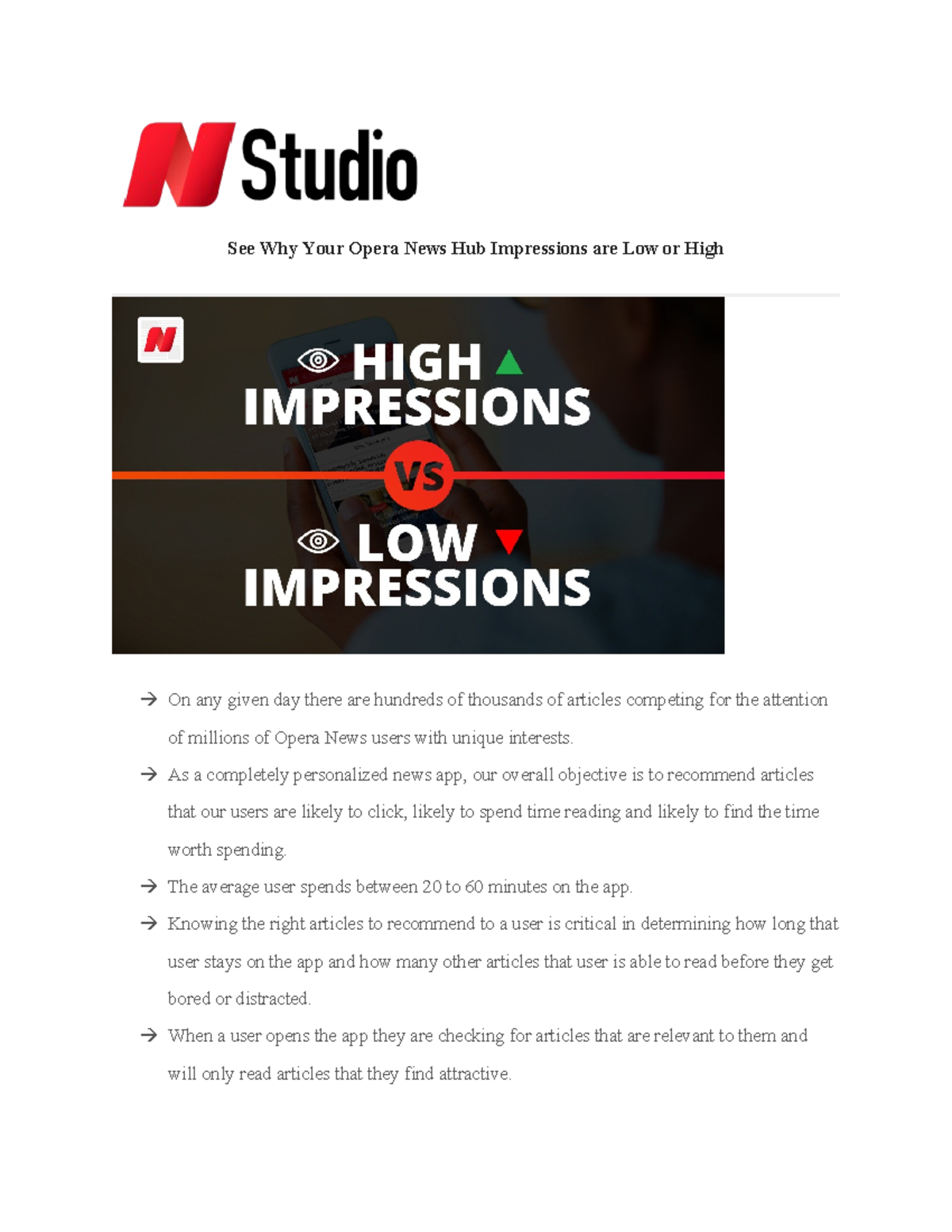 See Why Your Opera News Hub Impressions are Low or High - As a ...
