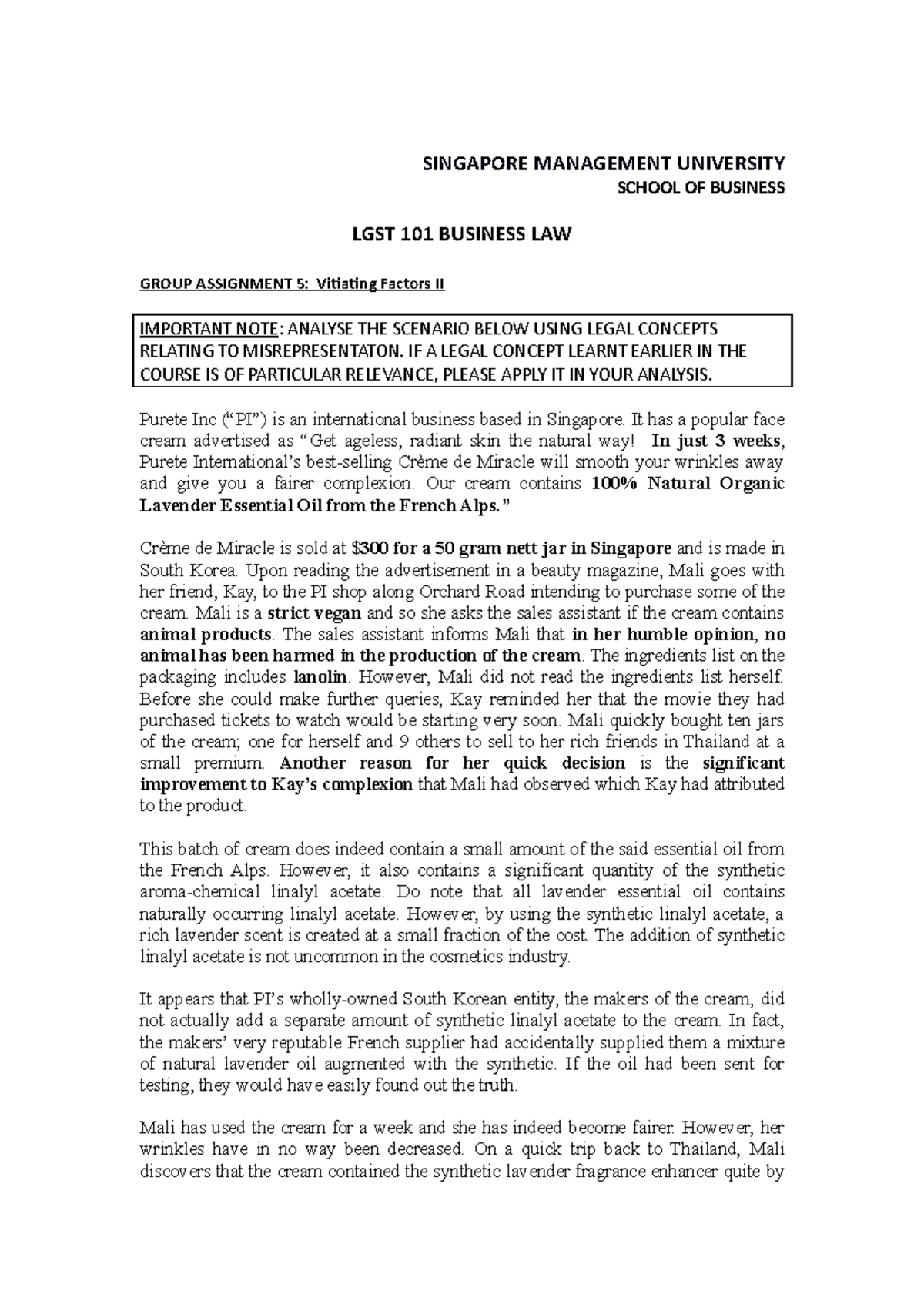 Group Assignment 5 - SINGAPORE MANAGEMENT UNIVERSITY SCHOOL OF BUSINESS ...