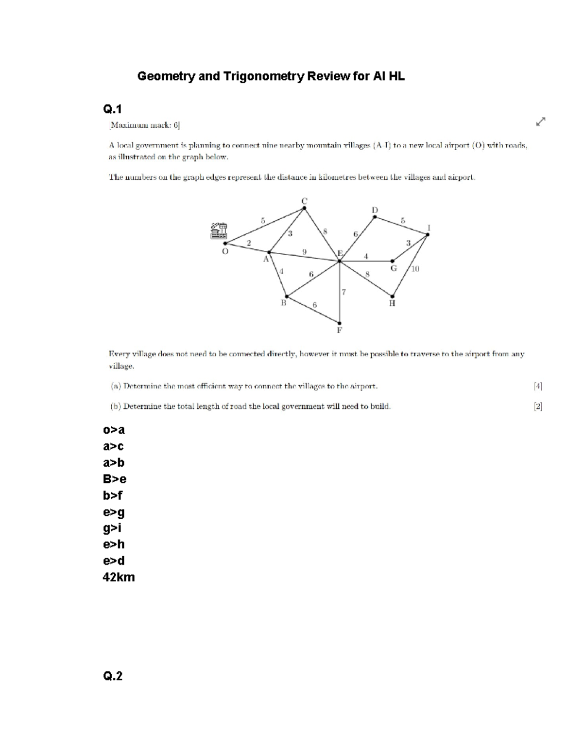 Geometry and Trigonometry Review for AI HL - o>a a>c a>b B>e b>f e>g g ...