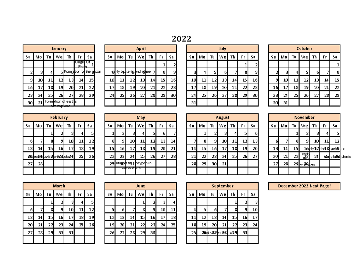 12 Month Calendar 2022-2 - Su Mo Tu We Th Fr Sa Su Mo Tu We Th Fr Sa Su ...