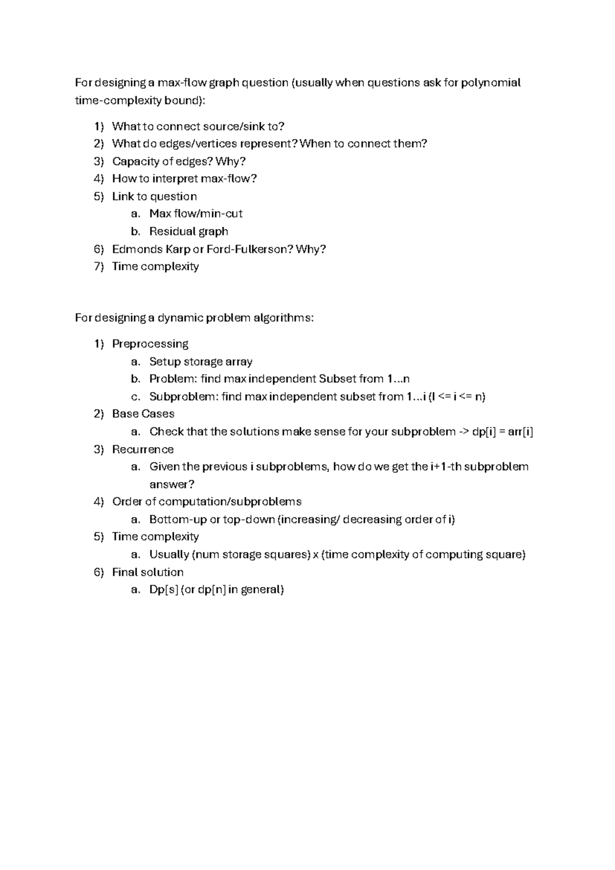 COMP3121 Finals - Notes - For designing a max-flow graph question ...