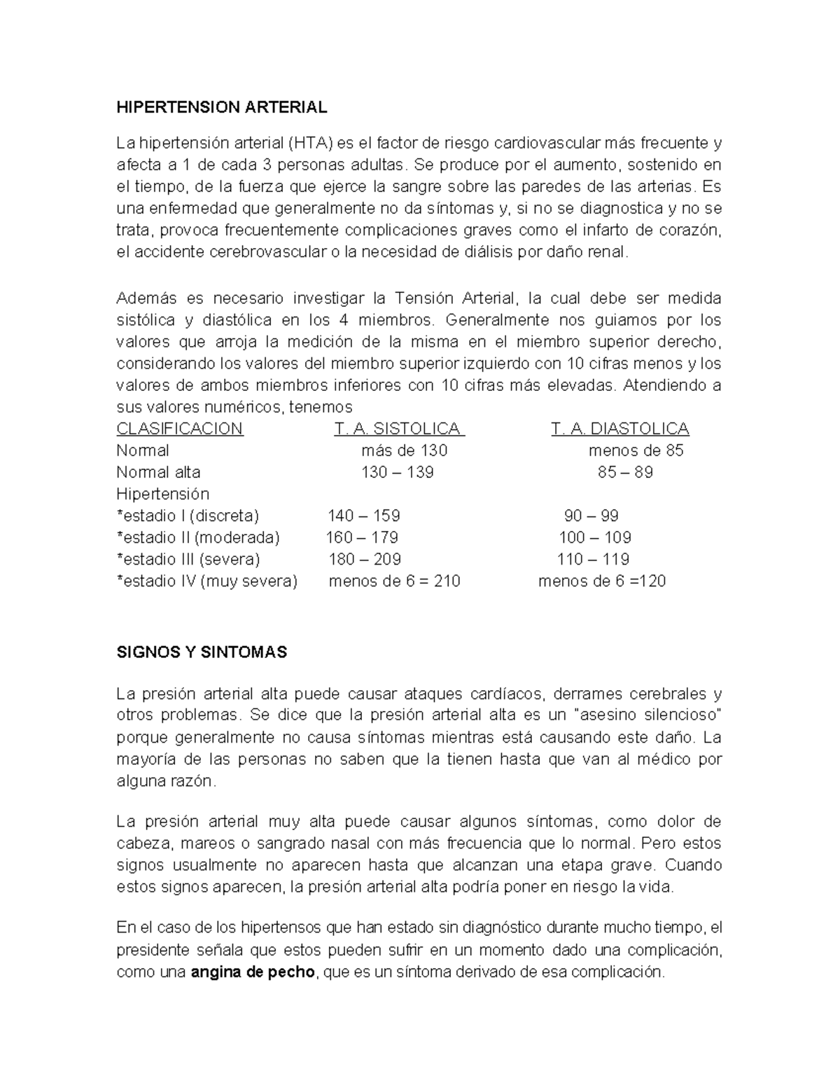 HTA Y ASMA - Resumen morfofisiología humana - HIPERTENSION ARTERIAL La hipertensión arterial ...