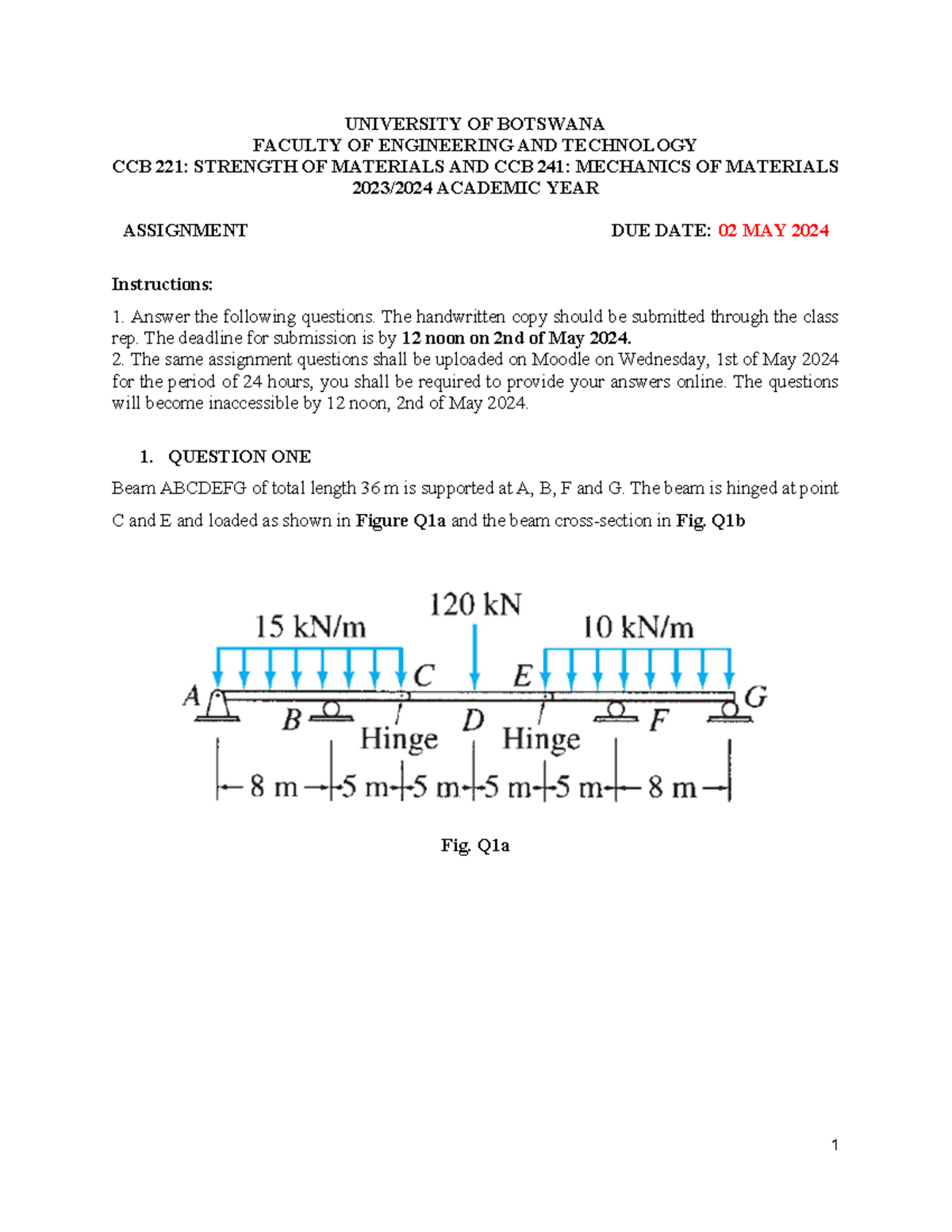 CCB241 CCB221 Assignment 2024 - 1 UNIVERSITY OF BOTSWANA FACULTY OF ...