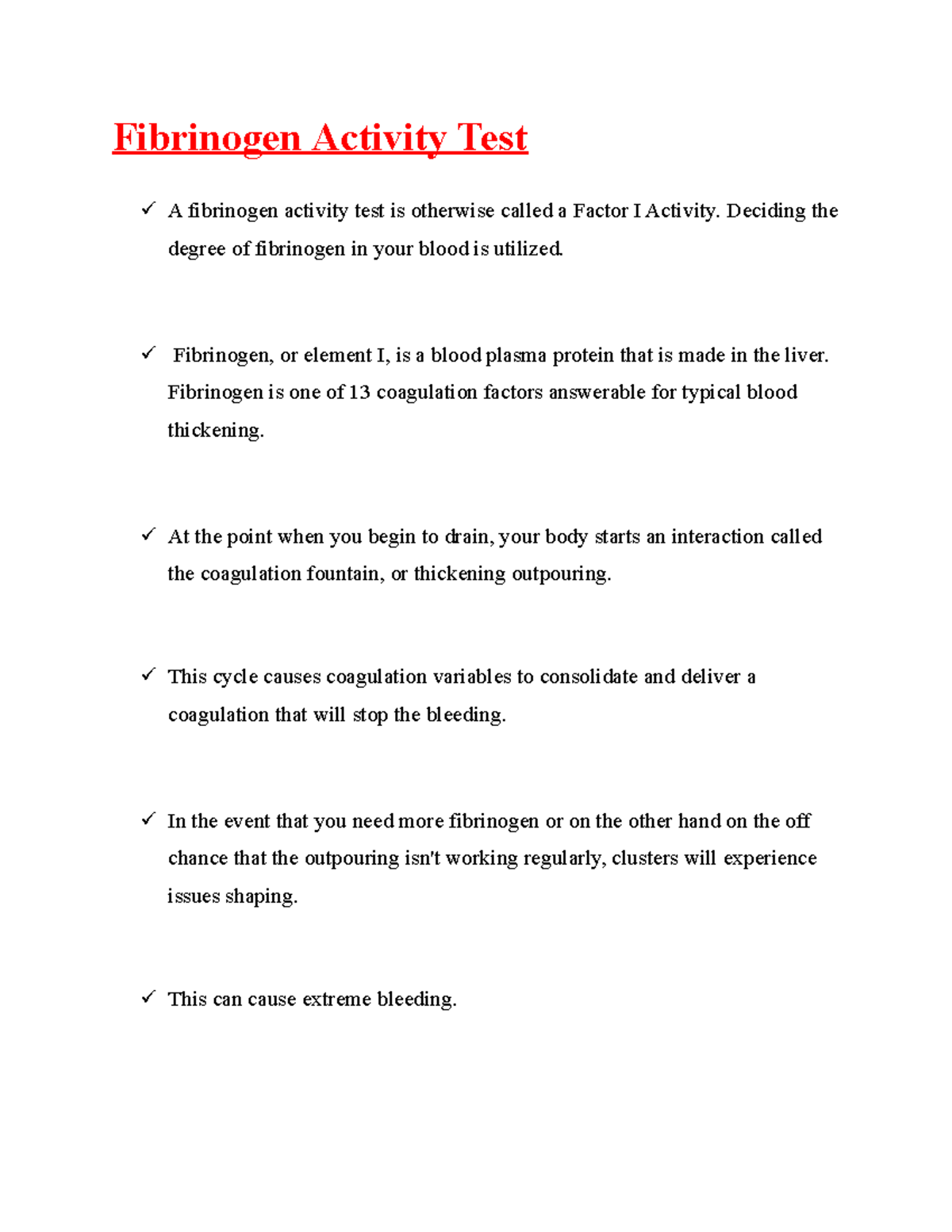 Fibrinogen Activity Test - Deciding the degree of fibrinogen in your ...