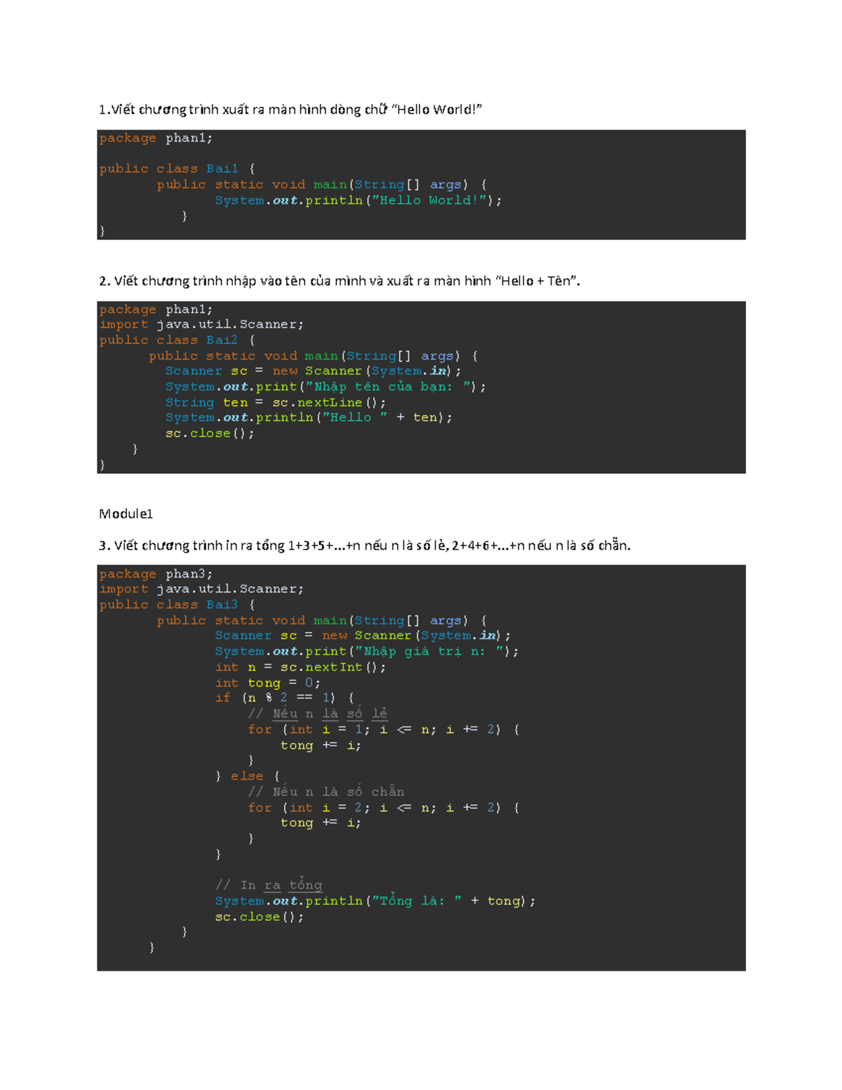 Module 2 merged - 1ết chương trình xuất ra màn hình dòng chữ “Hello ...