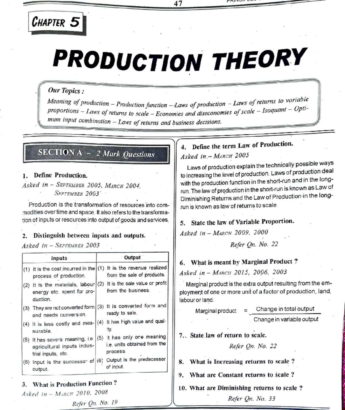 Chapter 5 Production Theory - 47 CHAPTER 5 PRODUCTION THEORY Our Topics ...