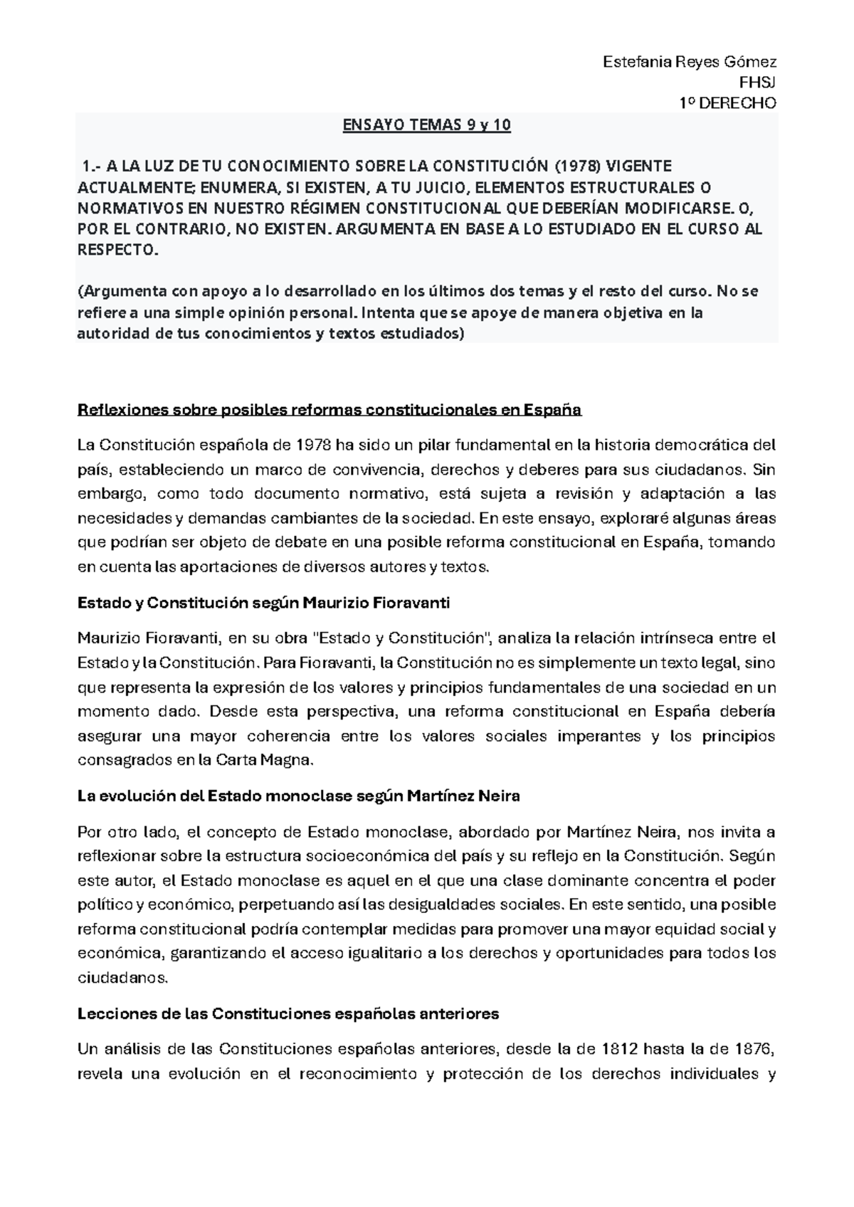 Ensayo Temas 9 y 10 FHSJ - Estefania Reyes Gómez FHSJ 1º DERECHO ENSAYO ...