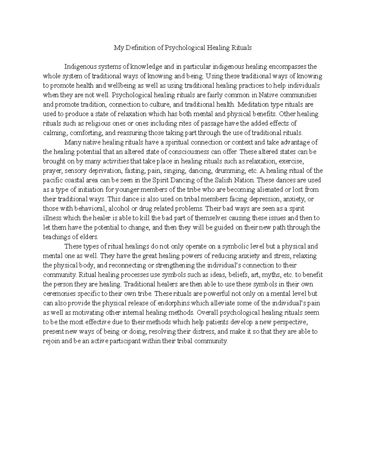 My definition of psychological healing ritual - My Definition of ...