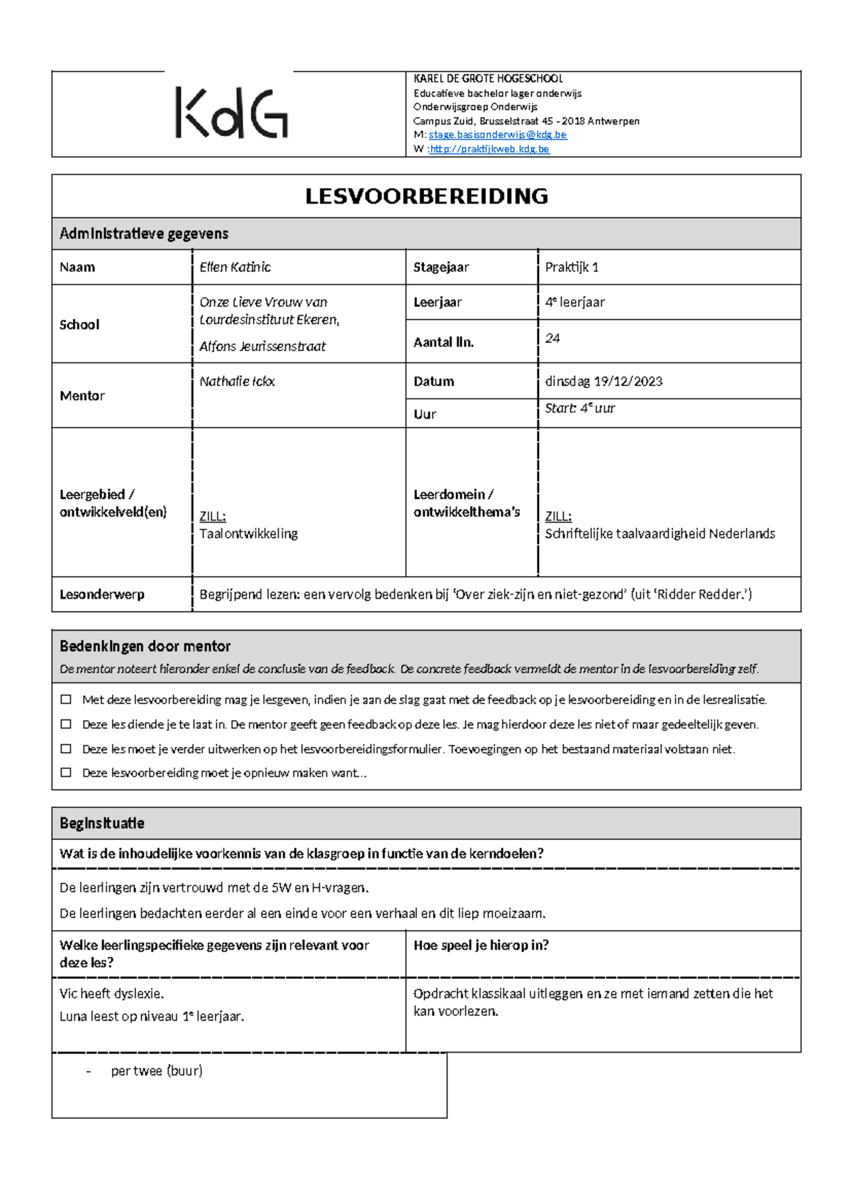 Voorbeeldles 3e lj Nederlands lezen (startuur) - KAREL DE GROTE ...