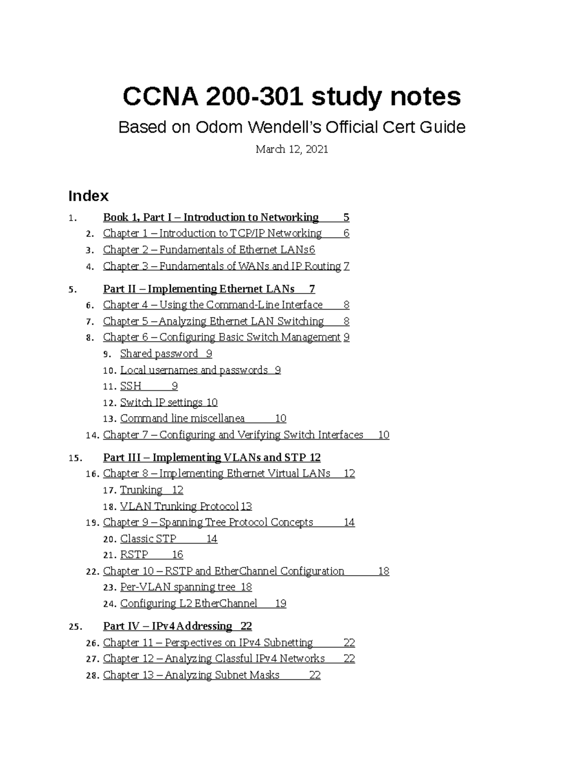 CCNA networking - CCNA 200-301 study notes - March 12, Based on Odom ...