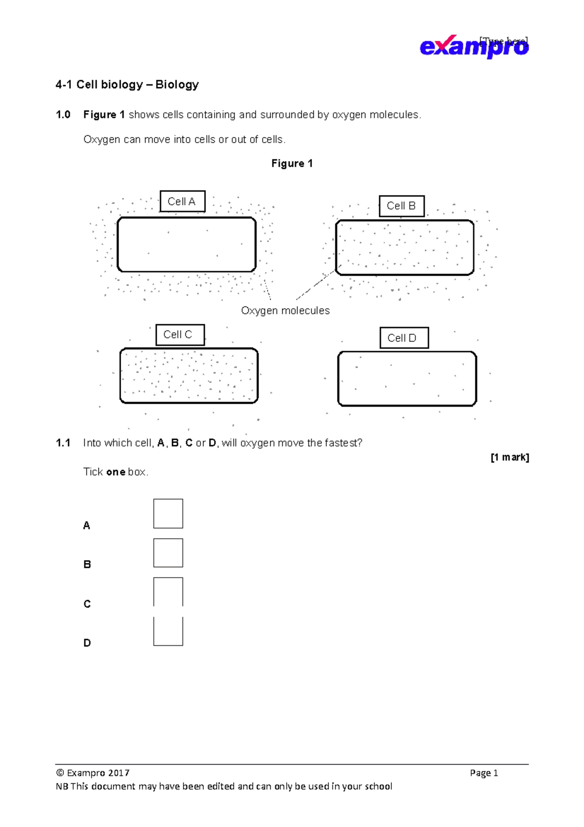 cell biology question and answers - 4-1 Cell biology – Biology 1 Figure ...