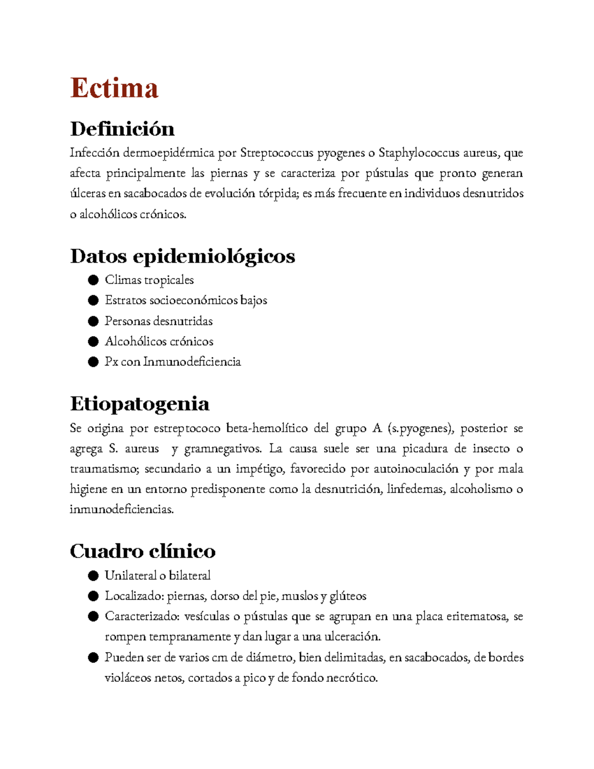 Ectima - Resumen Dermatología - Ectima Definición Infección ...