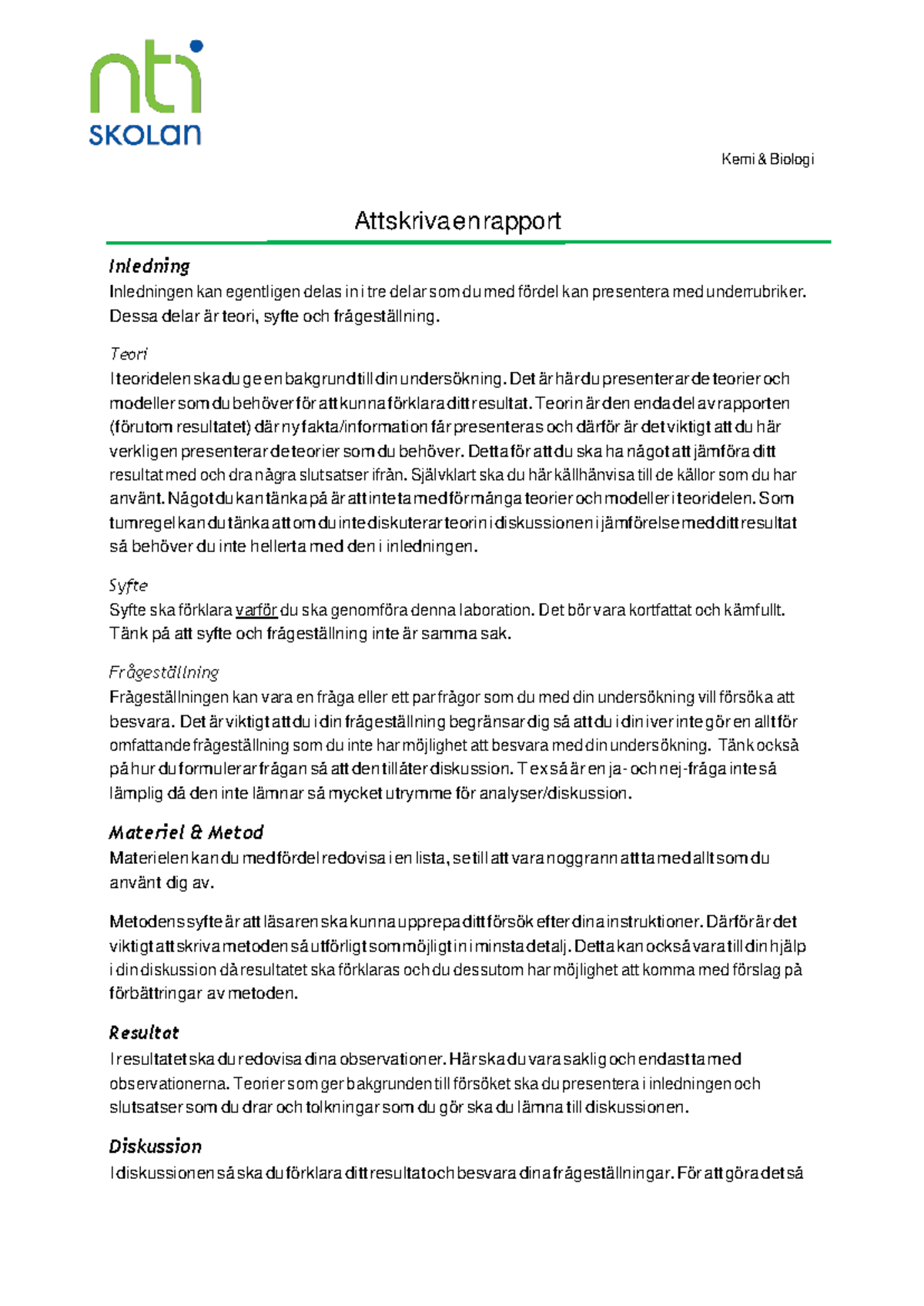 Instruktioner rapportskrivning (6).pdf.pdf.pdf - his1b - SU - Studocu