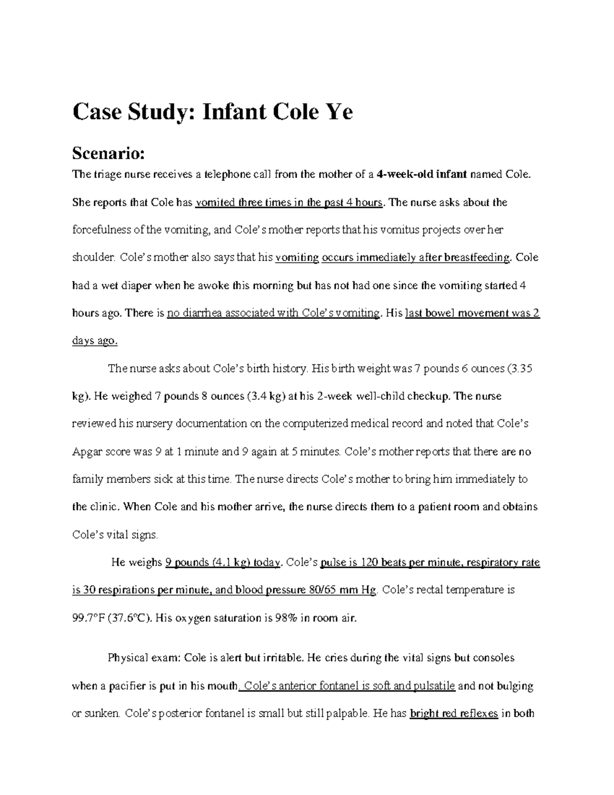 Answers- week 4-Pediatric Case Study Infant Ye REV2(1)-1588293951000 ...