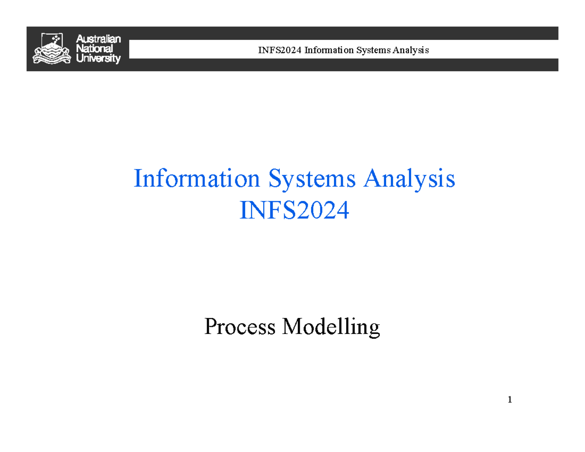 1 Slide pp INFS2024 S1 2021 6 Process Modfelling - Information Systems ...