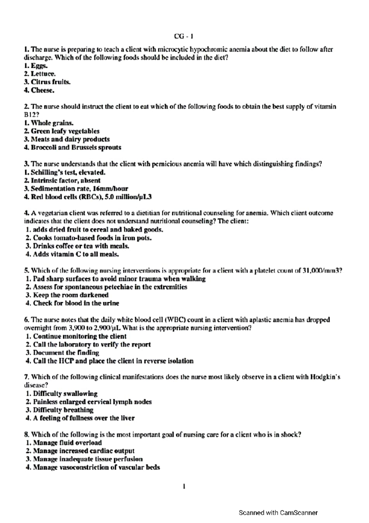 Cgfns Mock test - nursing - Studocu