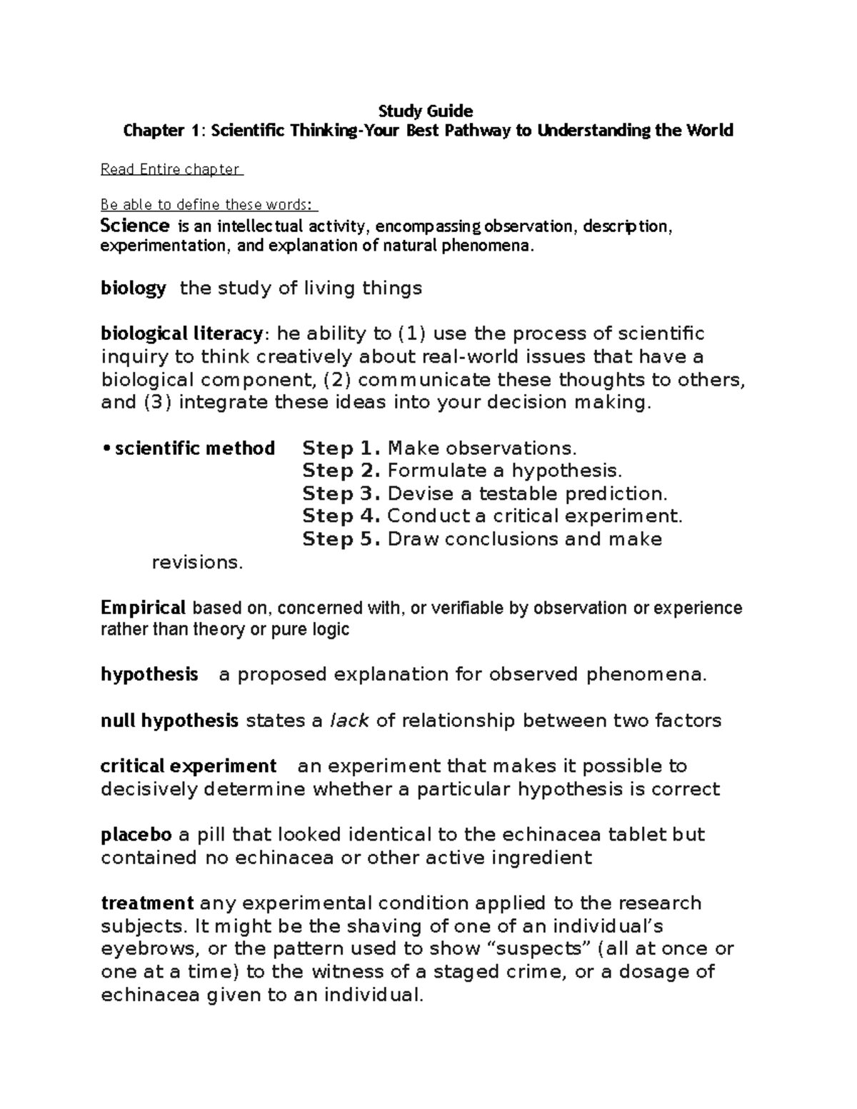 Science Ch 1,2,3 Study Guide - Study Guide Chapter 1: Scientific ...