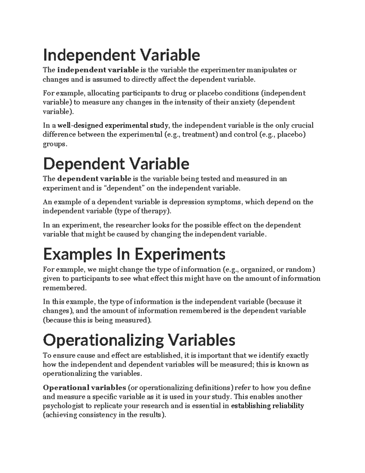 Independent And Dependent Variables Notes - Independent Variable The ...