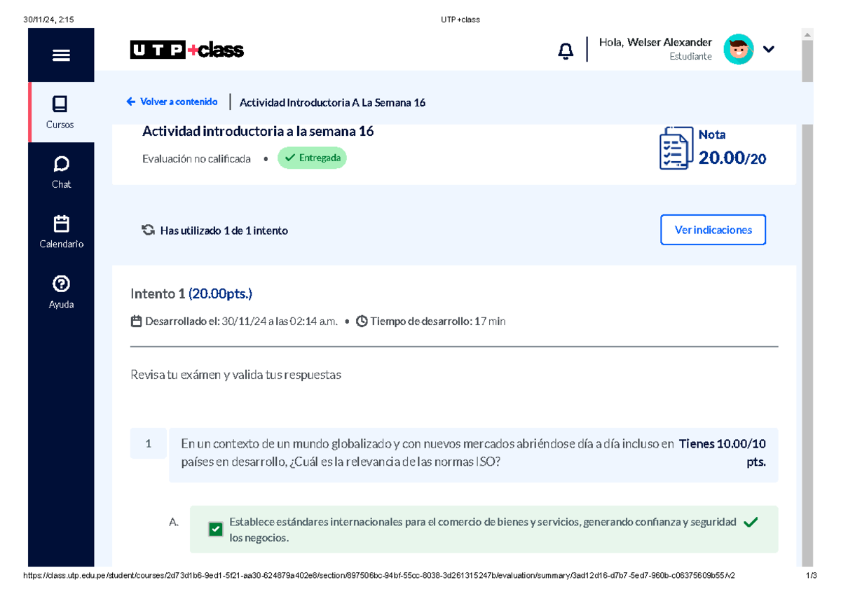 Actividad introductoria a la semana 16 Procesos para Ingeniera UTP - Cursos Chat Calendario ...
