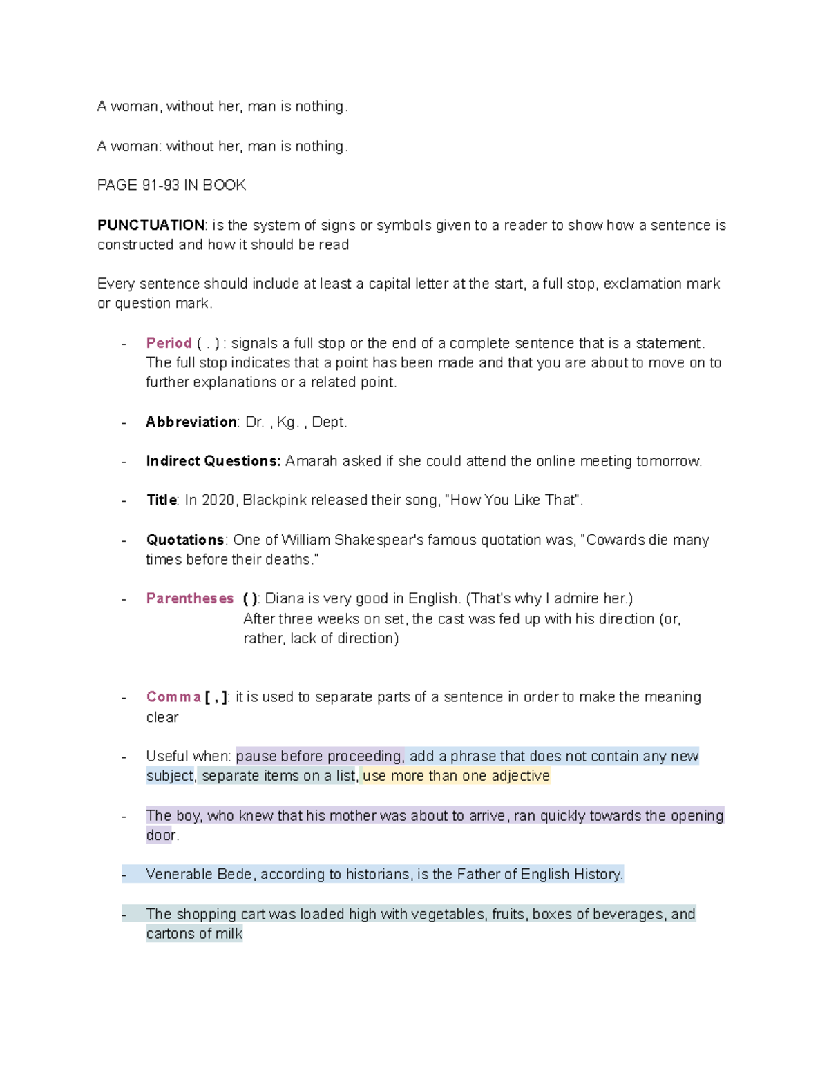 English Punctuation Marks : all you need to know! - A woman, without ...