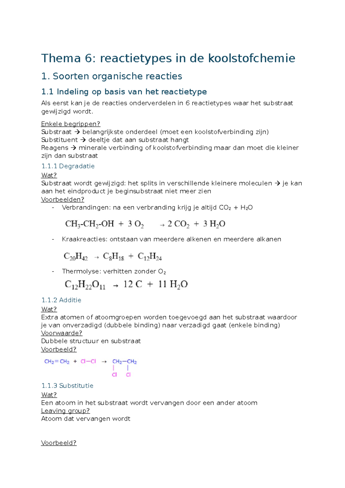 Thema 6 - dit gaat over de soorten verbindingen - Thema 6: reactietypes ...