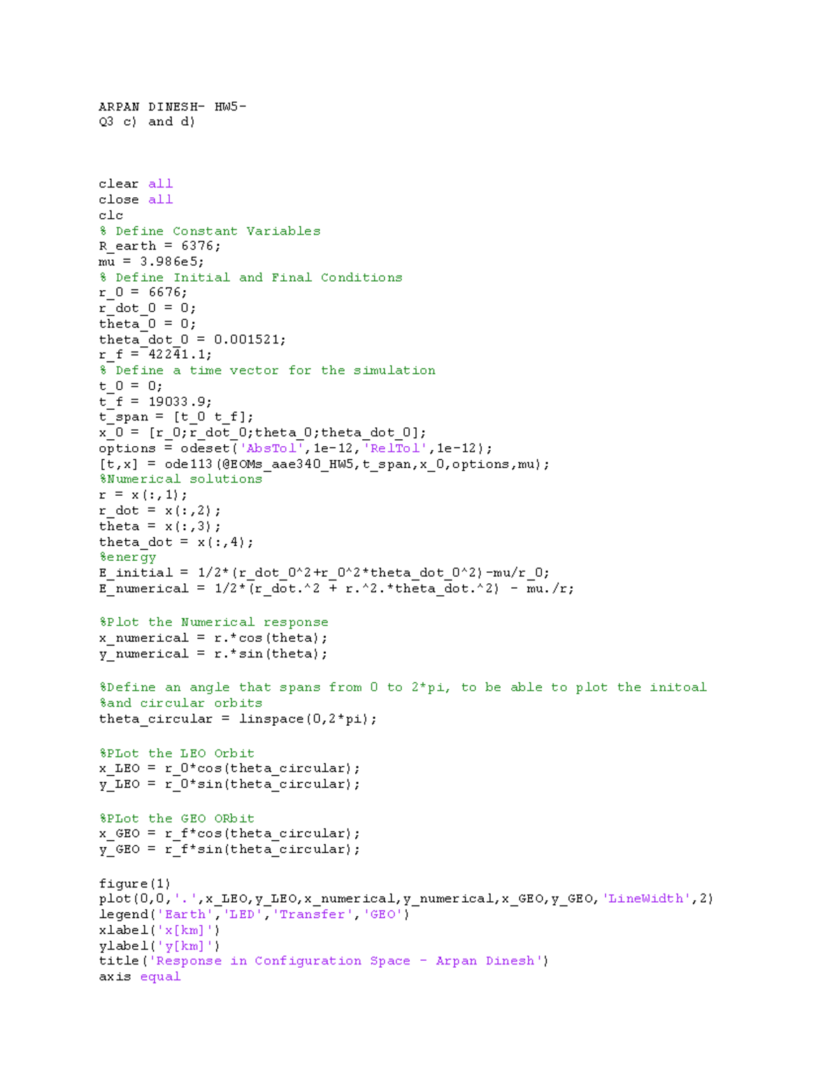 340-5 - aae 340 hw - Warning: TT: undefined function: 32 ARPAN DINESH- HW5- Q3 c) and d) clear ...