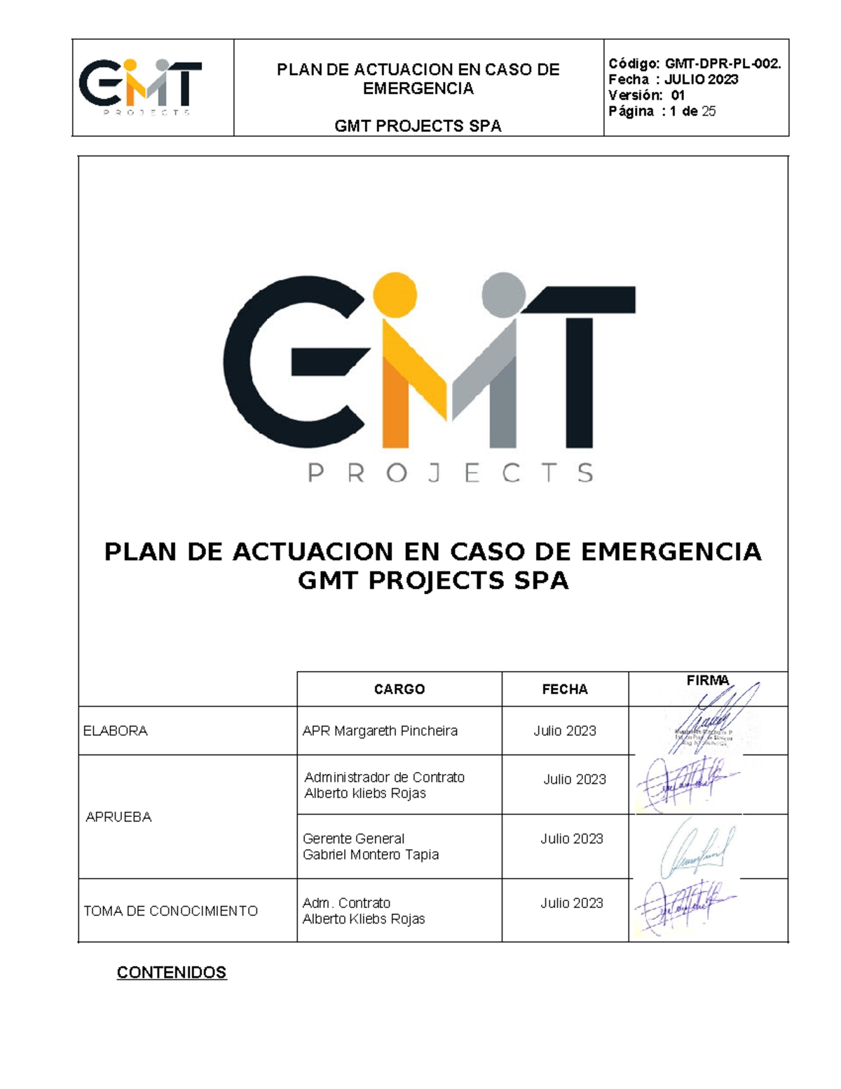 Ejemplo Plan de Emergencias GMT-DPR-PL-002 - PLAN DE ACTUACION EN CASO ...