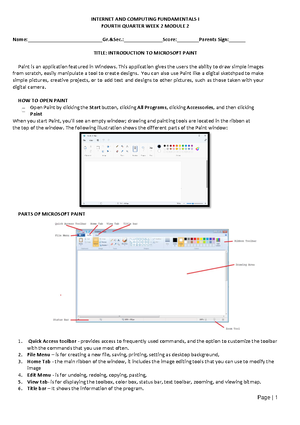 Elective 8 ICF 8 Quarter 3 Module 1 Marimon - INTRODUCTION Microsoft Word includes drawing tools ...