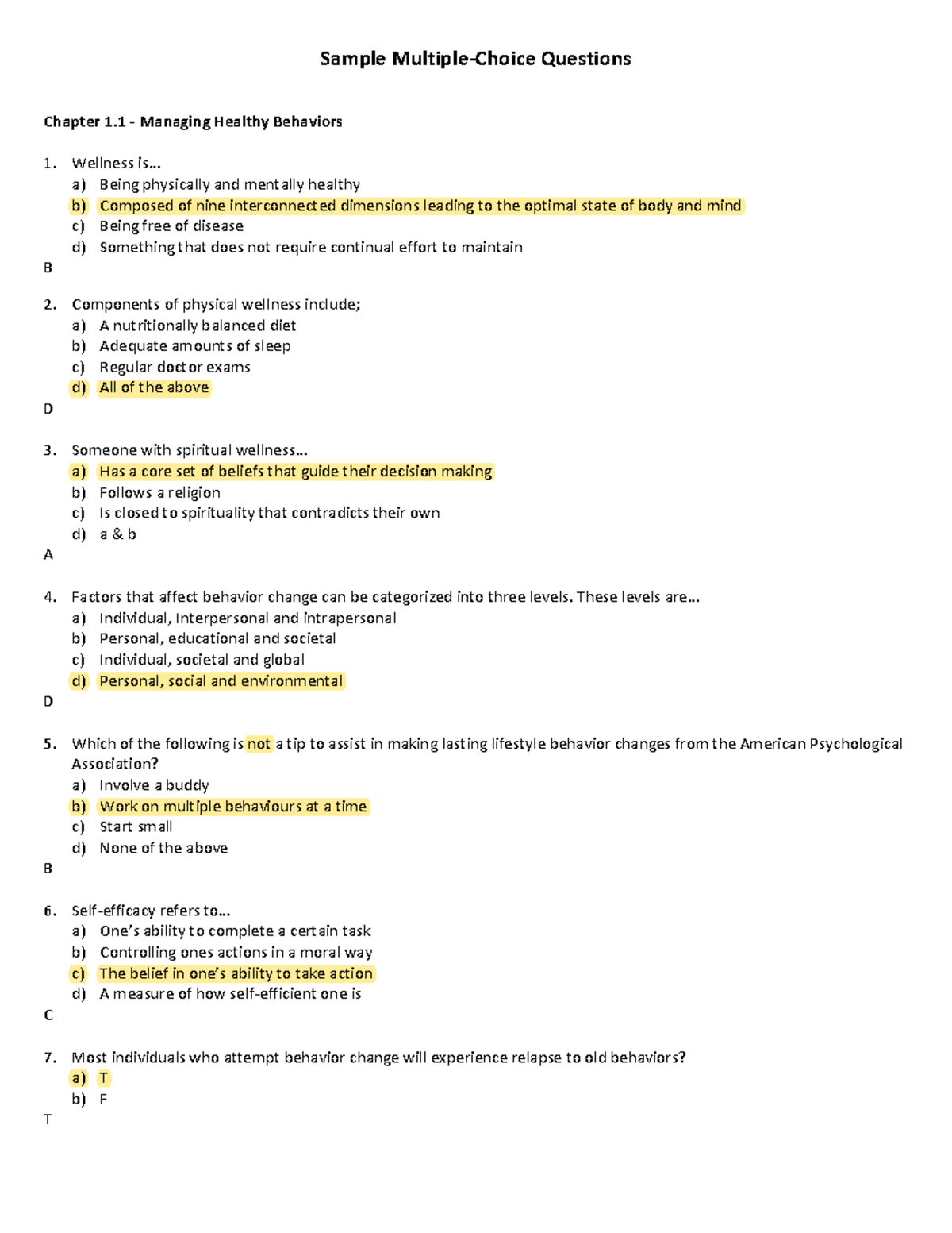 Exam 1 sample questions - Sample Multiple-Choice Questions Chapter 1 ...